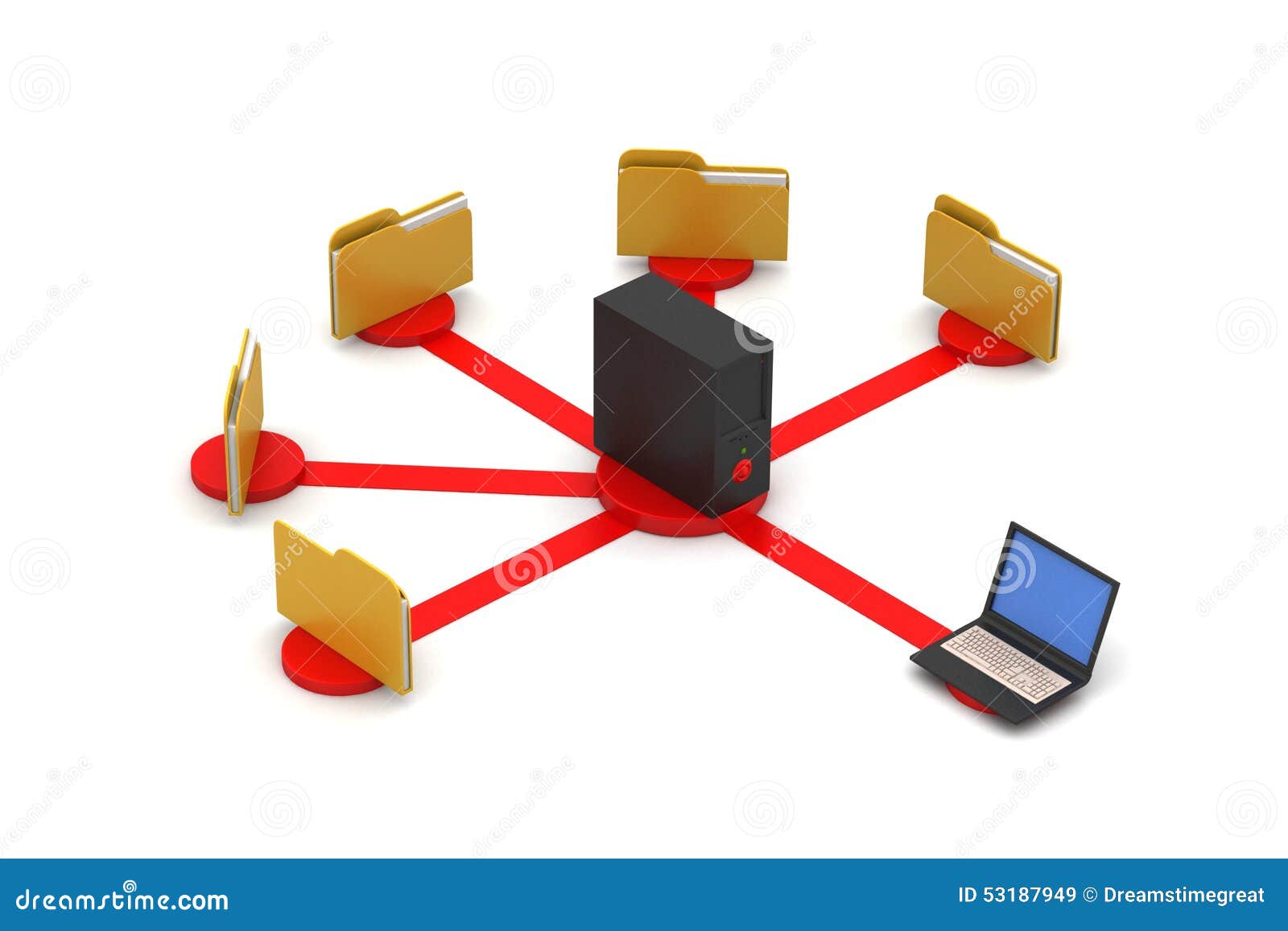 Folders and Server Connected To a Computer Stock Illustration ...