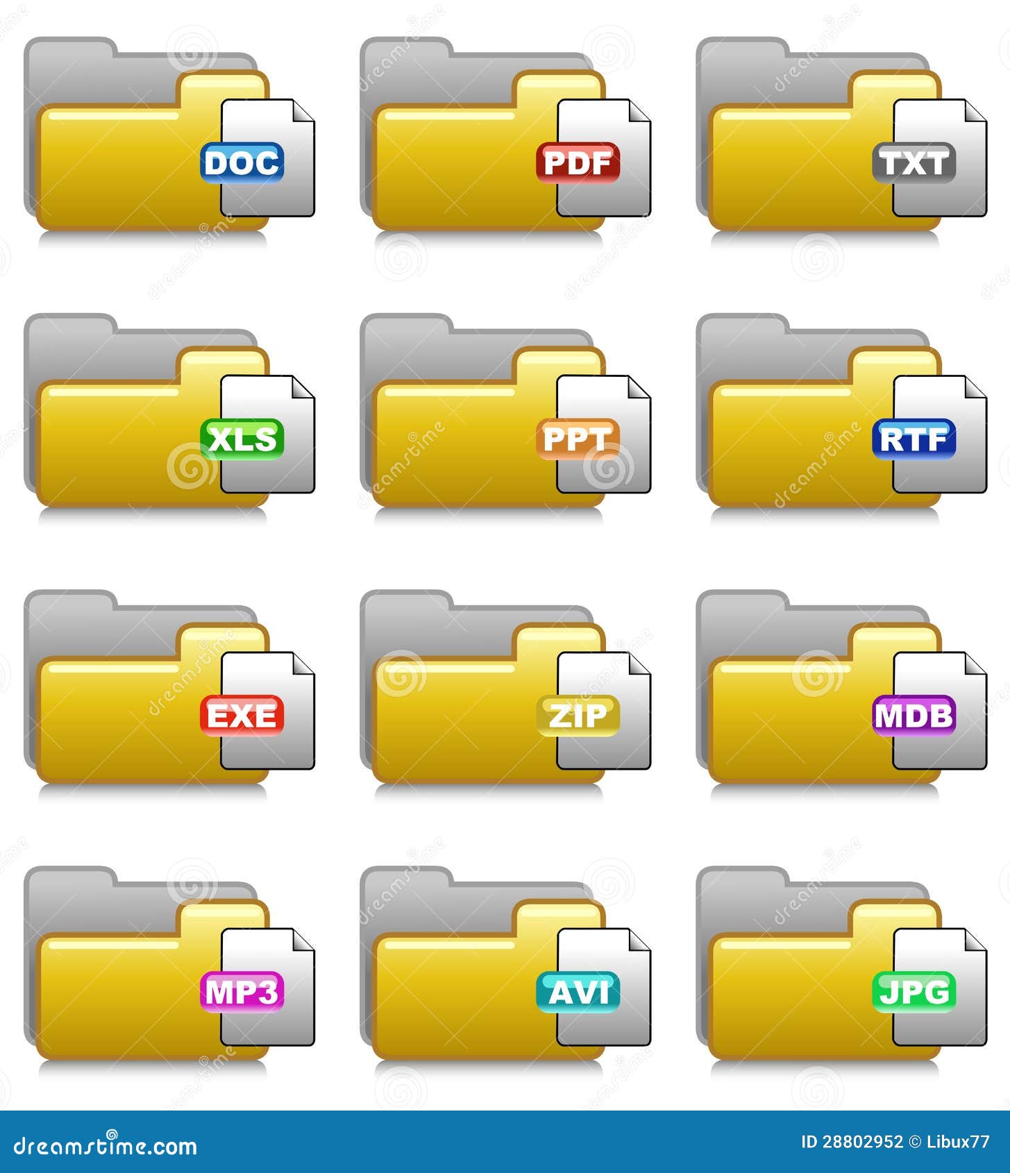 Folders Set - Office Applications Folders 11 Stock Vector ...