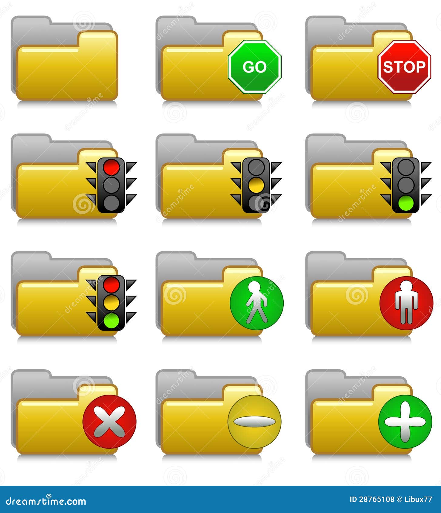 Folders Set - Stop and Go Applications Folders 15 Stock Vector ...