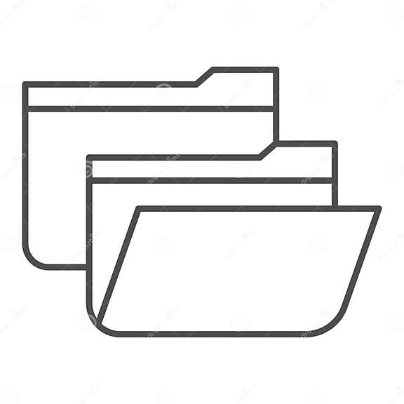 Folders Thin Line Icon. Two File Folders Vector Illustration Isolated ...