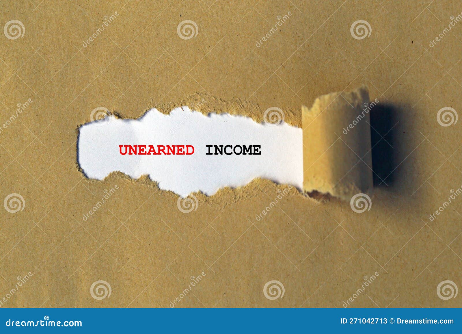 Unearned income on paper stock image. Image of clipboard - 271042713
