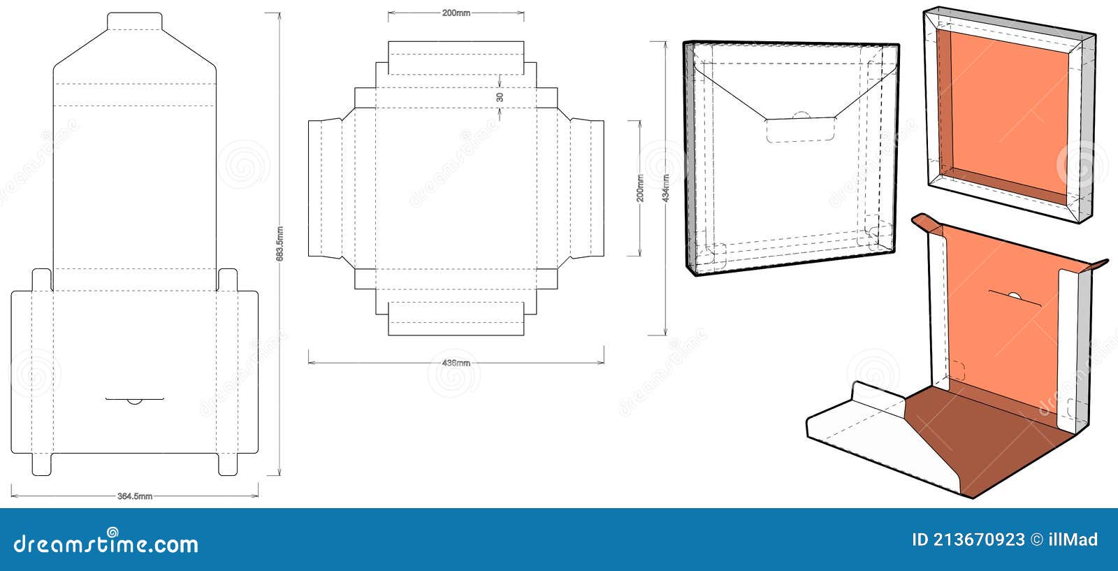 Folding Box and Die-cut Pattern. Ease of Assembly, No Need for Glue ...