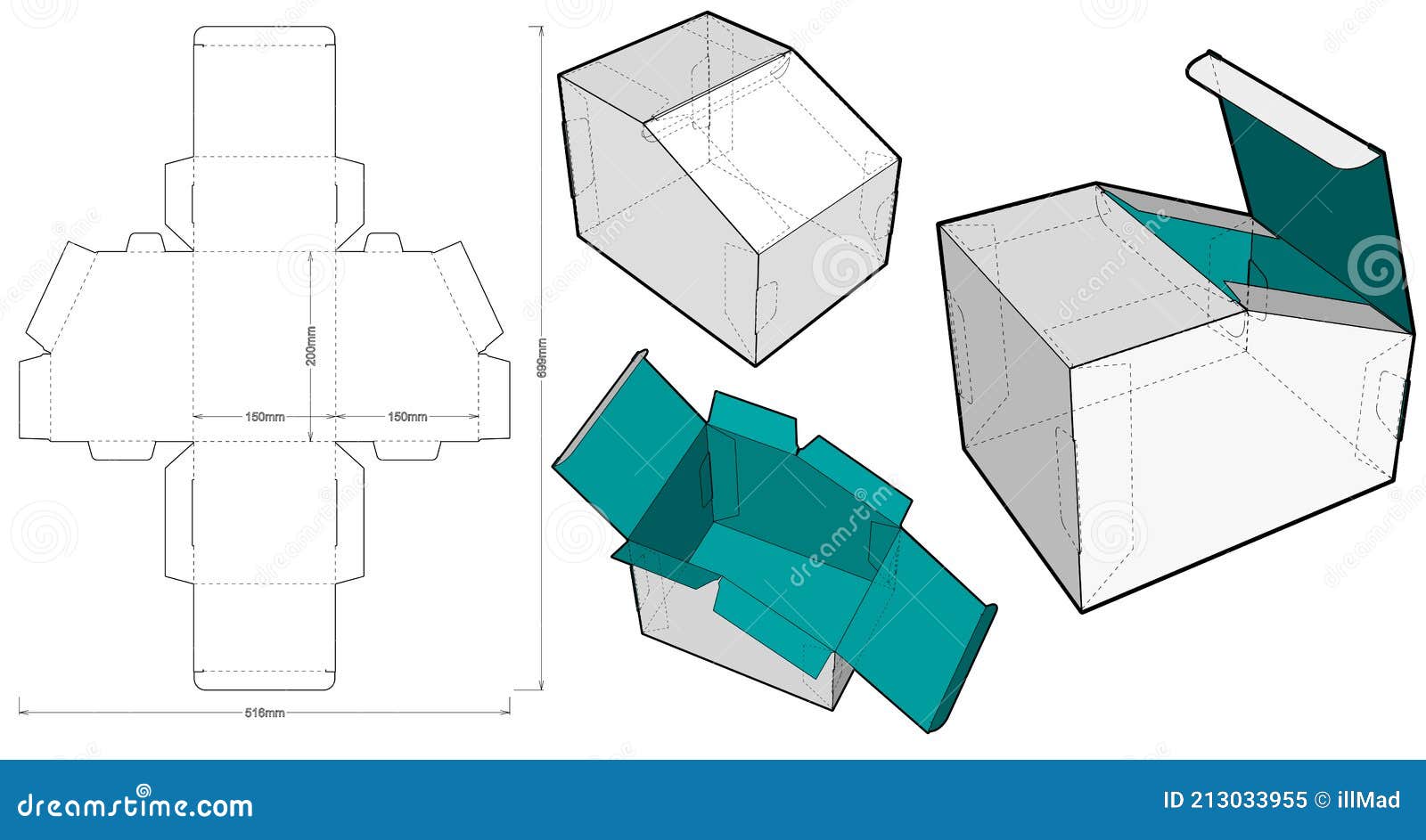 Folding Box and Die-cut Pattern. Stock Vector - Illustration of food ...