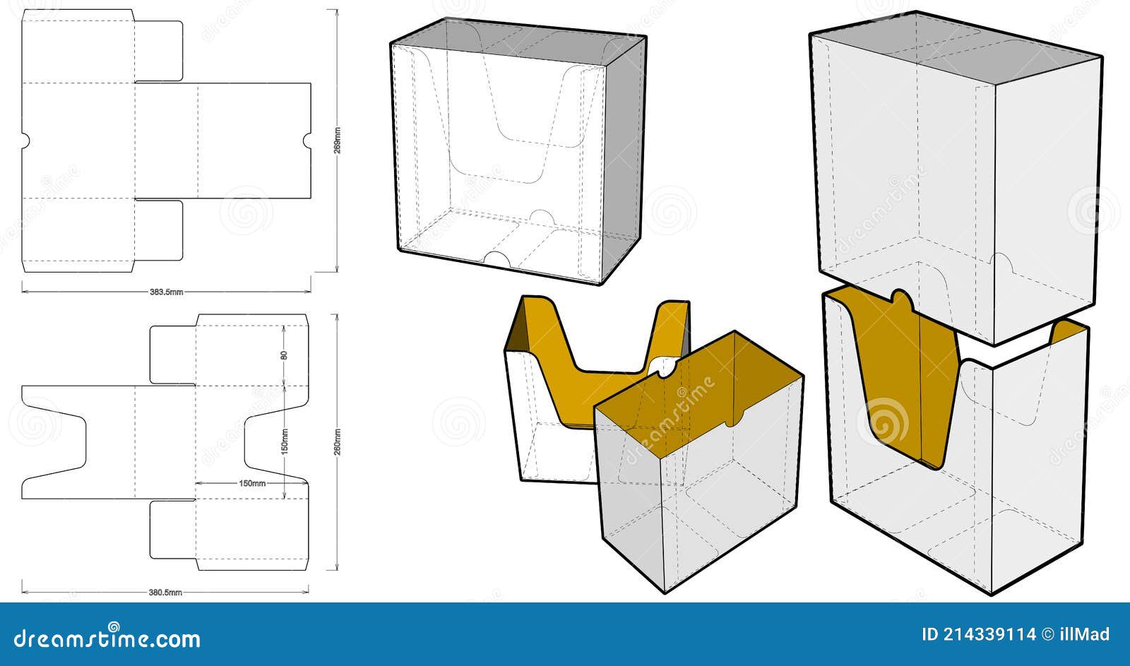 Folding Box and Die-cut Pattern. Internal Measurement 15x8x15cm Stock ...