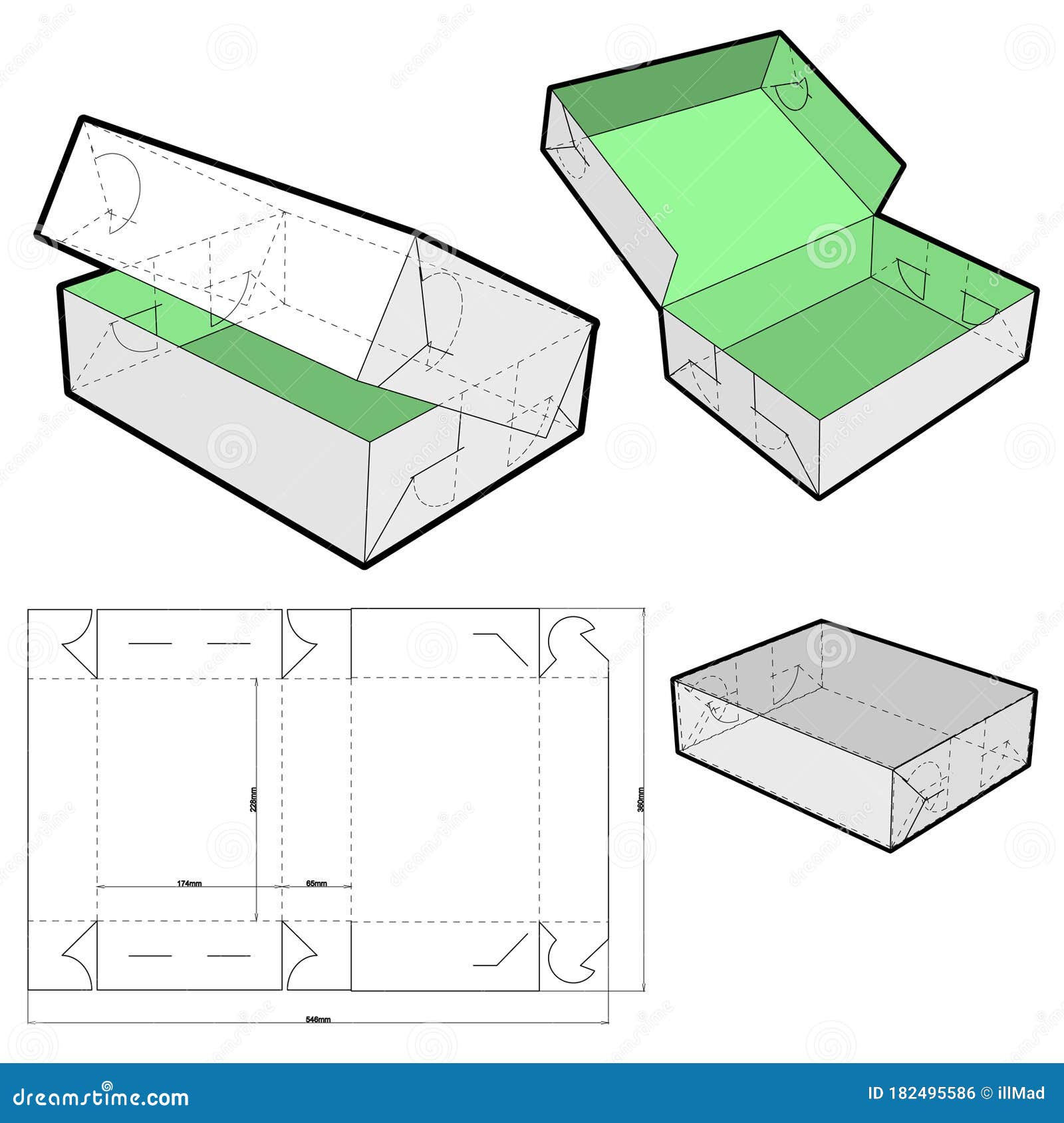 Folding Box Self Asembly With Divider And Die-cut Pattern. Cartoon ...