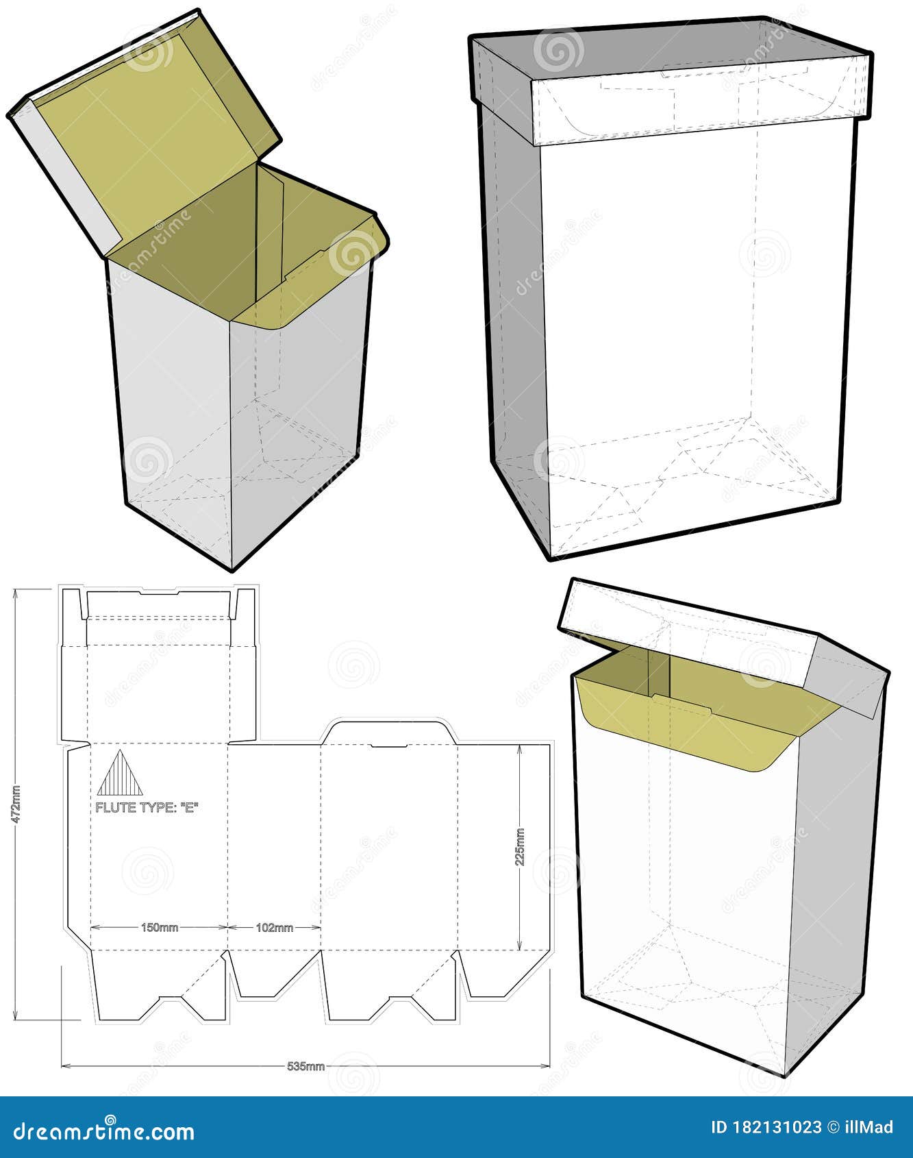 Folding Box Self Asembly With Divider And Die-cut Pattern. Cartoon ...