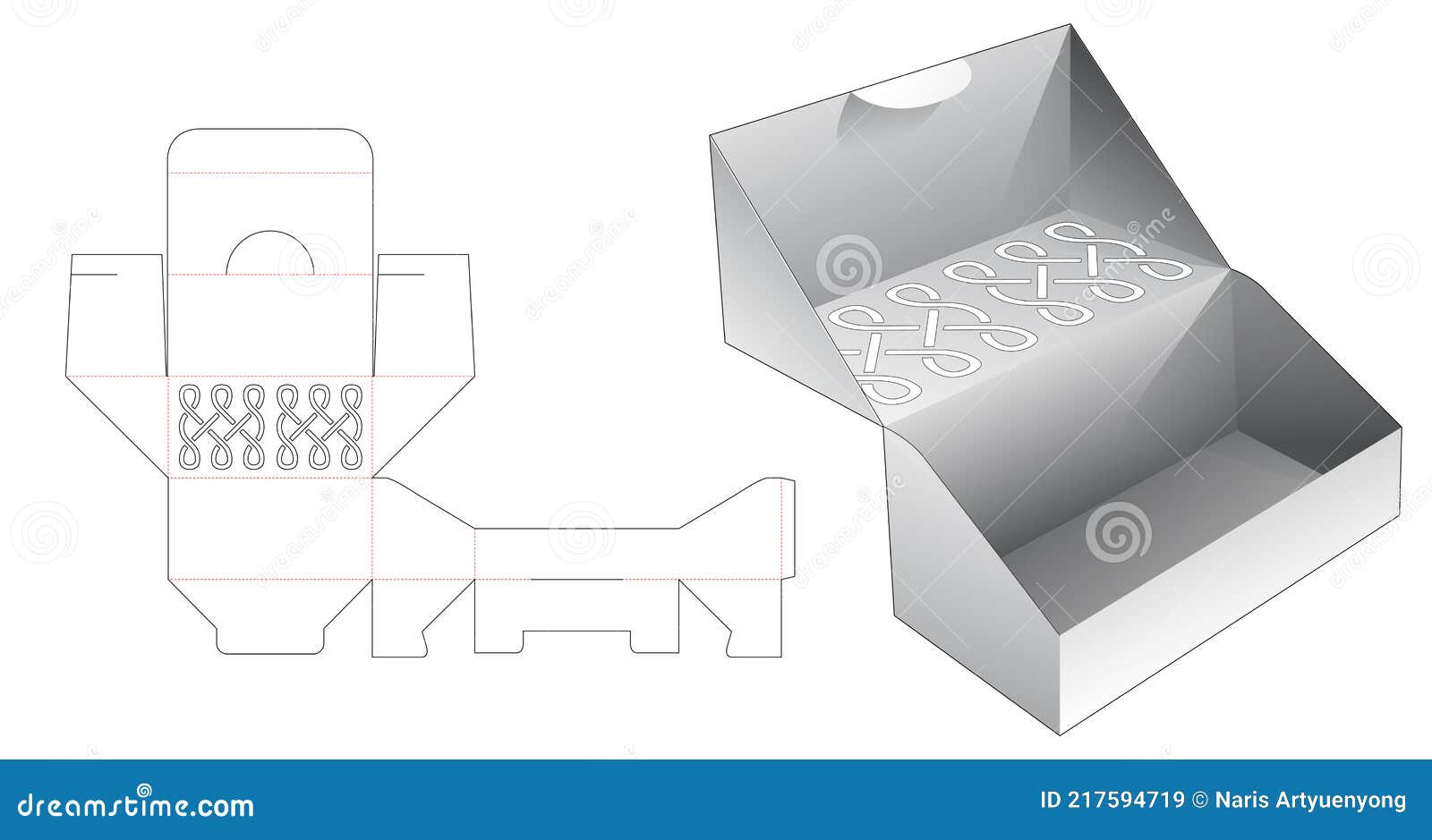 Folding Cake Box with Stenciled Pattern on Top Die Cut Template Stock ...