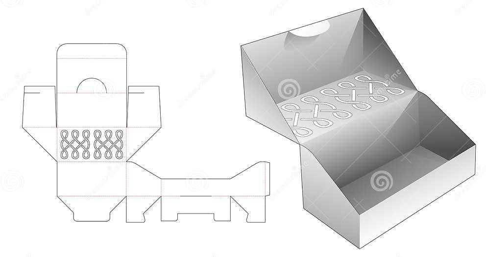 Folding Cake Box with Stenciled Pattern on Top Die Cut Template Stock ...