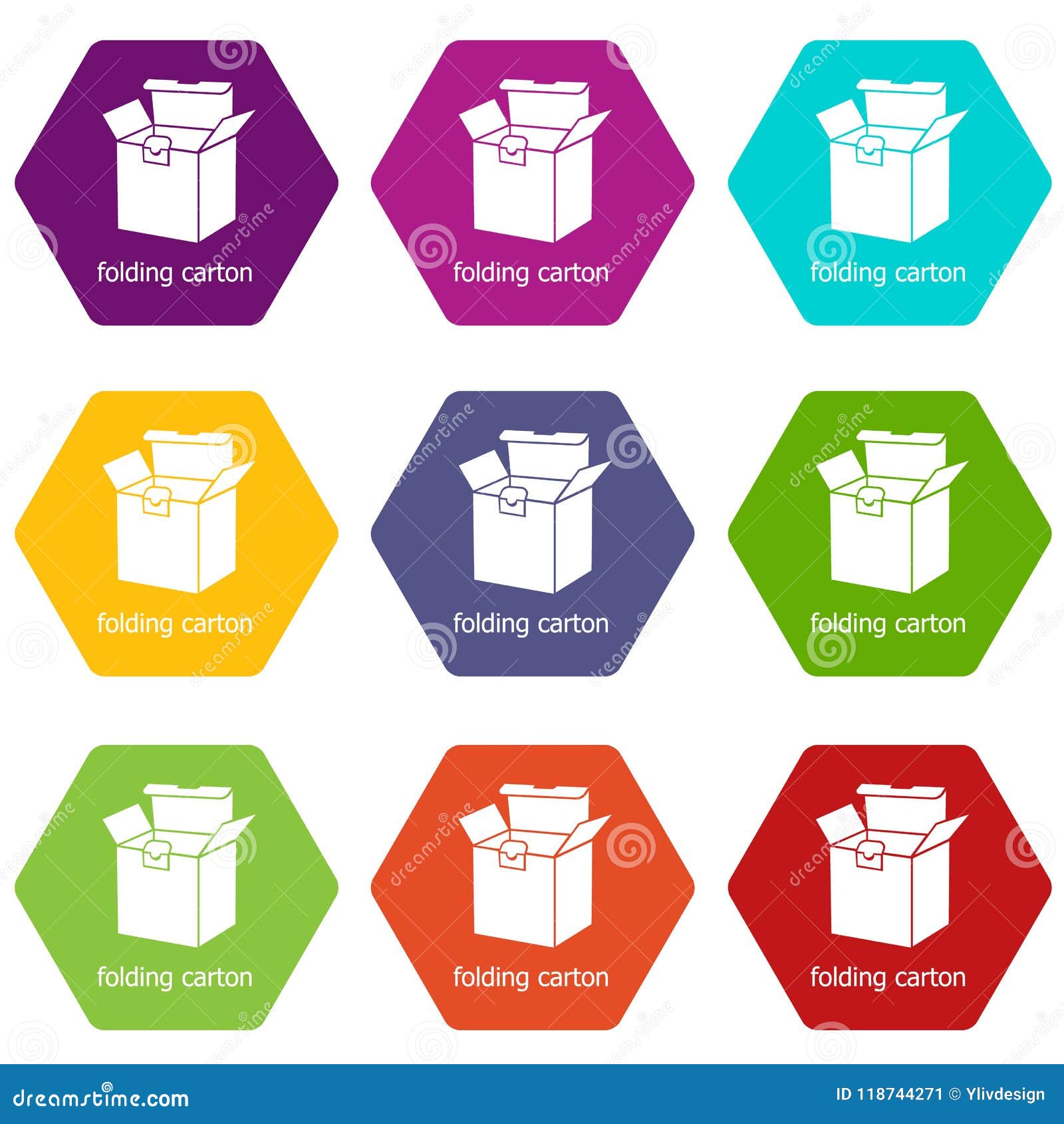 Folding Carton Icons Set 9 Vector Stock Vector - Illustration of ...