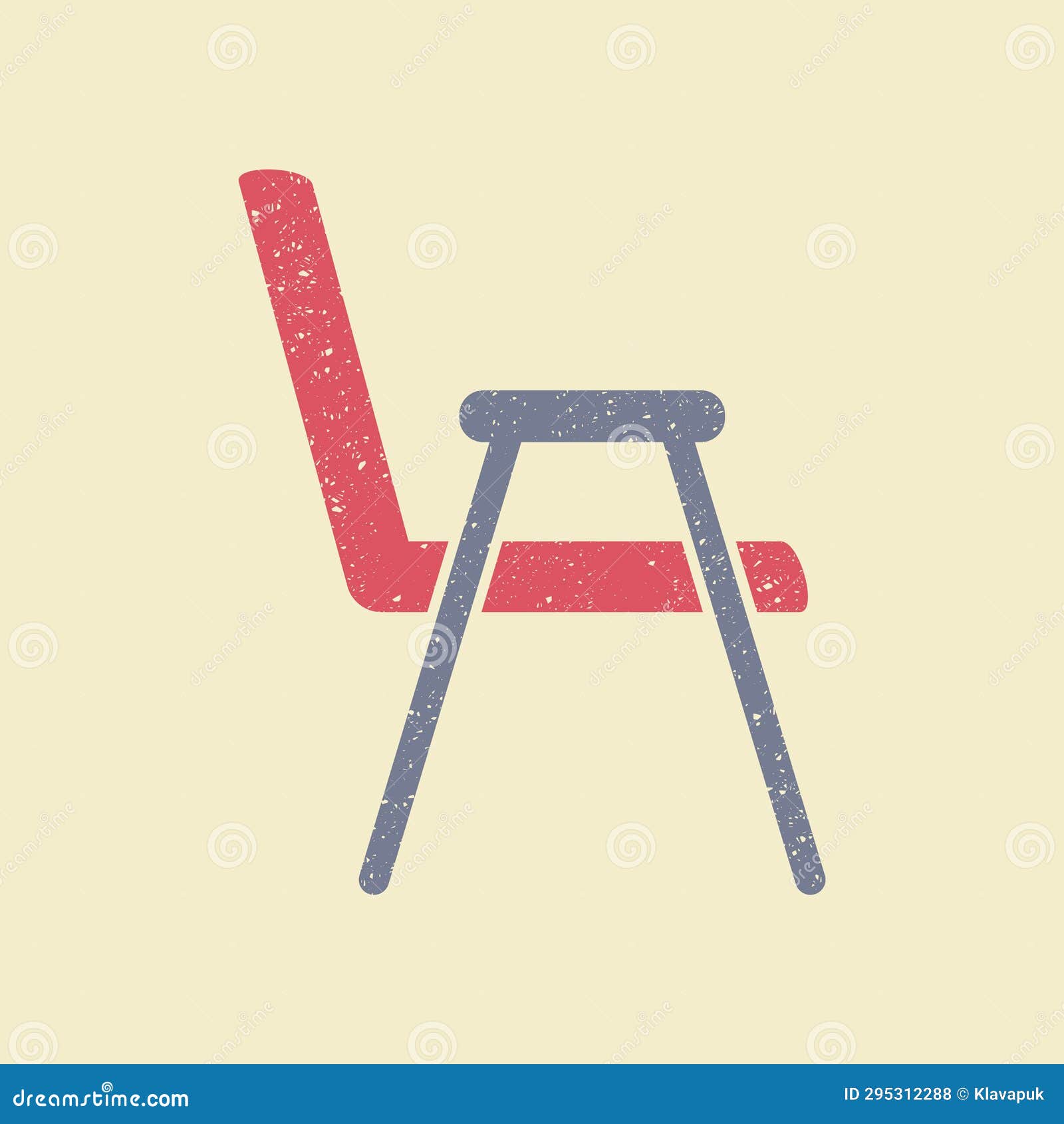 Folding Chair Icon, Portable Chair Vector Illustration in Retro Style ...