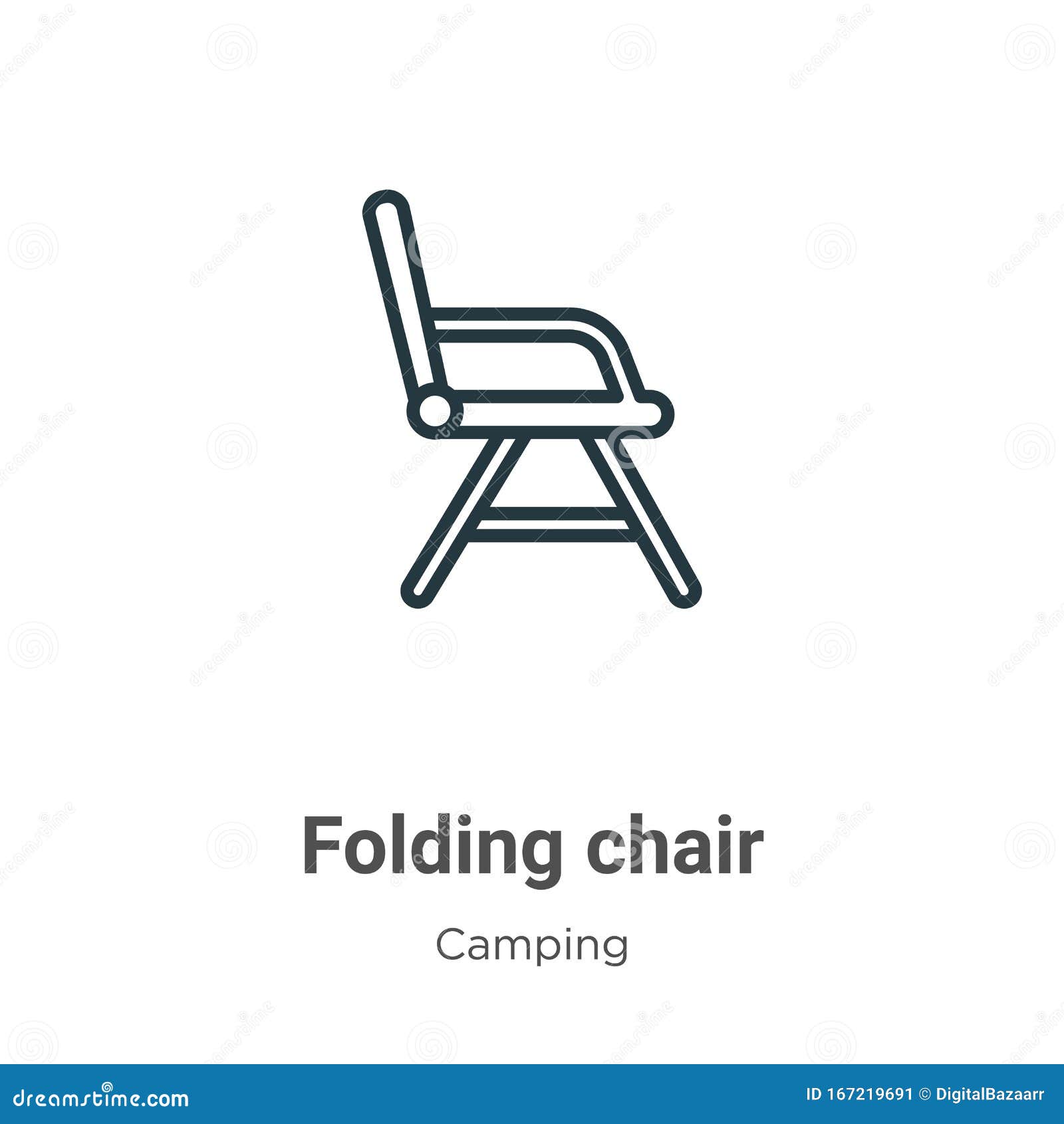 Folding Chair Outline Vector Icon. Thin Line Black Folding Chair Icon ...