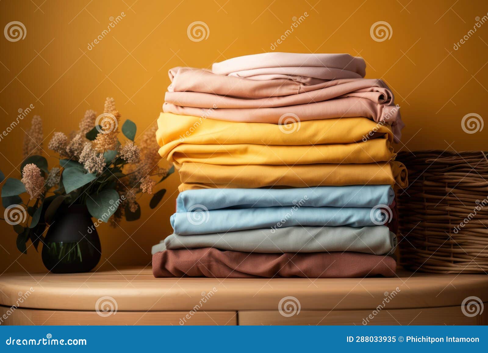 Folding Cloth. Stack of Clothes . Laundry Concept Stock Image - Image ...