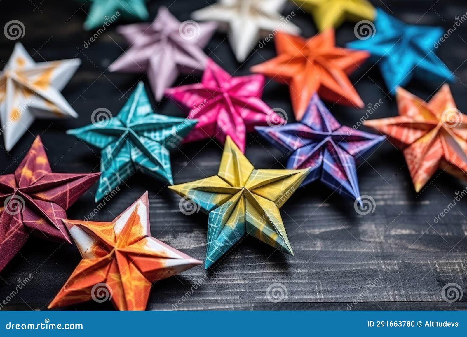 Folding Decorative Paper Stars from Colorful Paper Stock Illustration ...