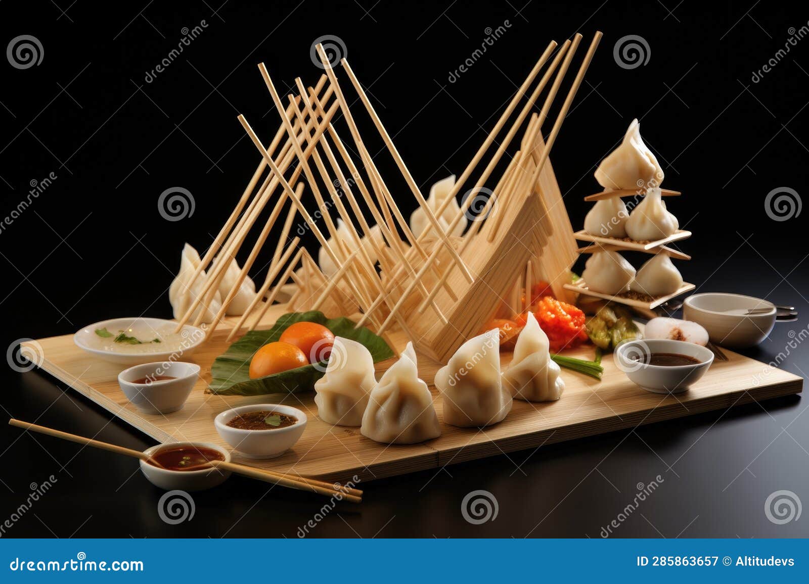 Folding Dim Sum Shapes with Chopsticks Nearby Stock Image - Image of ...