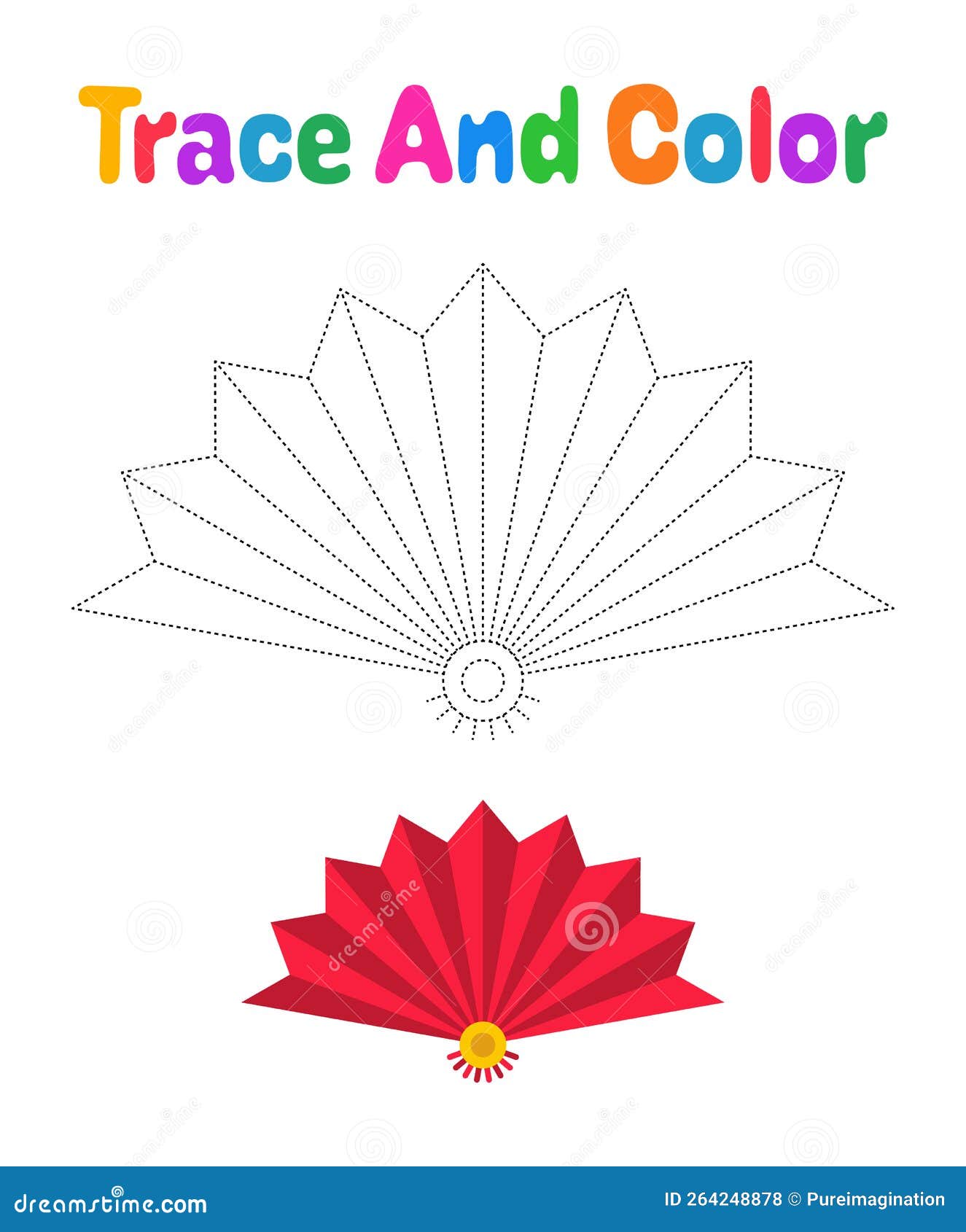 Folding Fan Tracing Worksheet for Kids Stock Vector - Illustration of ...