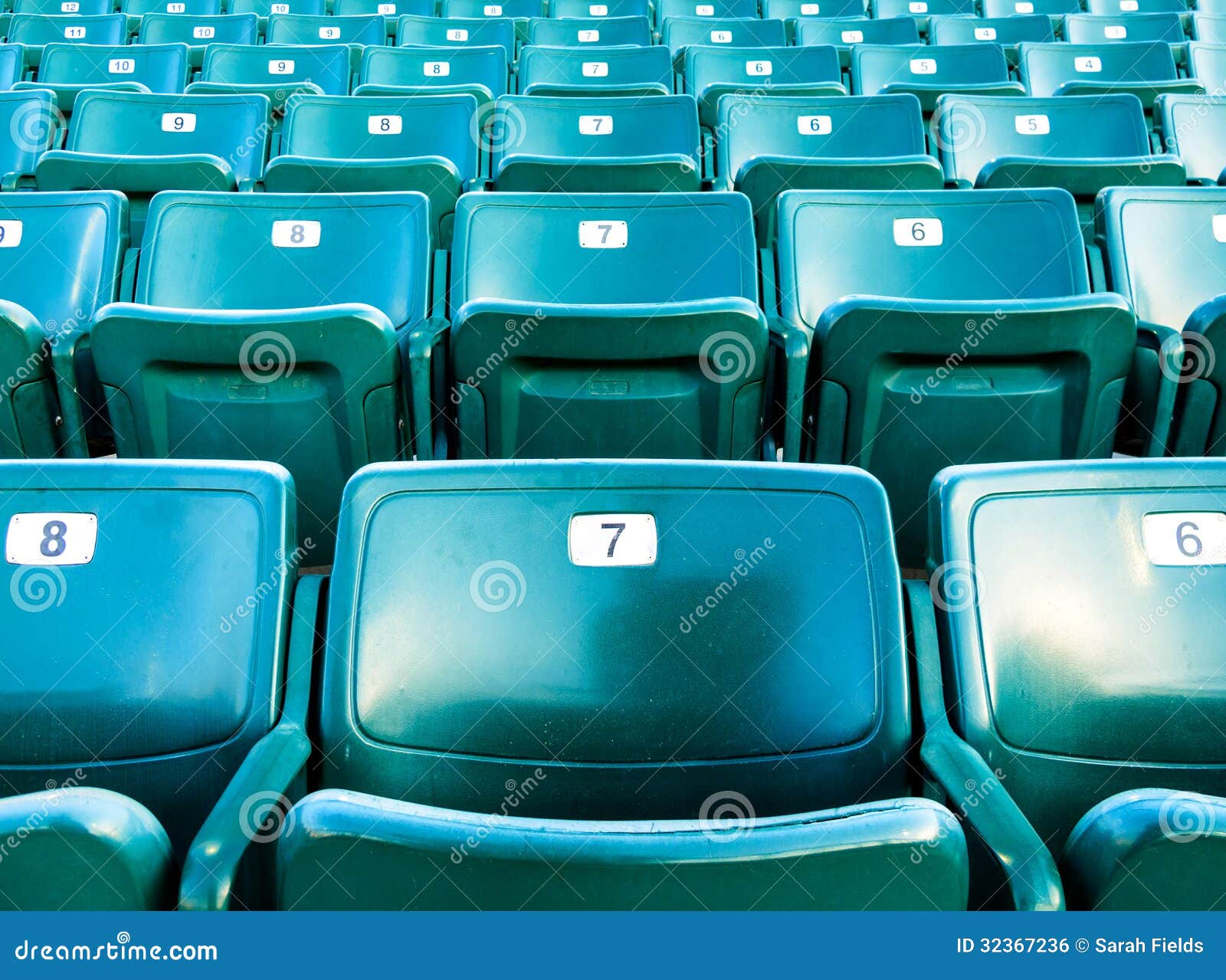 Folding Green Numbered Stadium Seats Stock Photo - Image of group ...