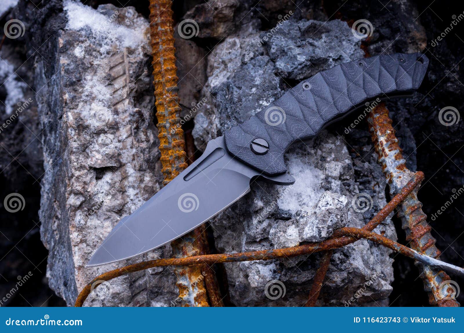 Folding Knife with Flipper. Stock Image - Image of reinforcement, shark ...
