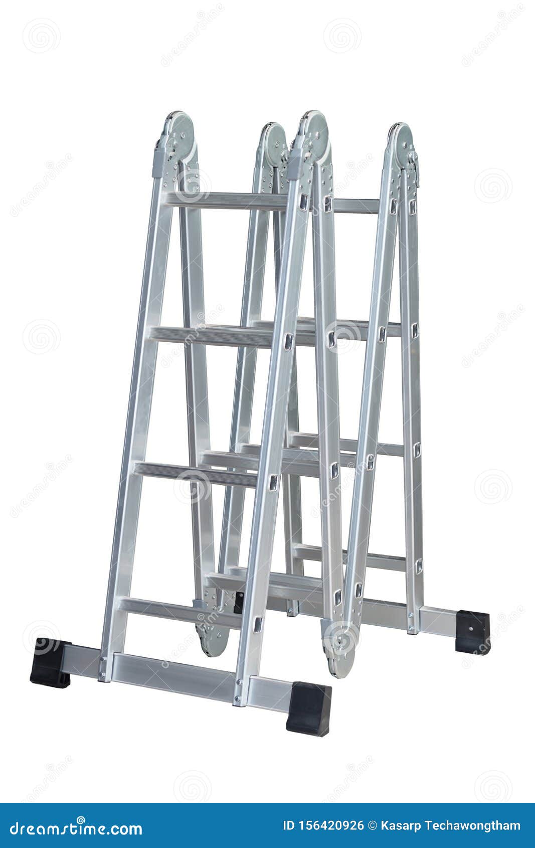Folding Ladder in the Open Position on White Background. Convenient ...