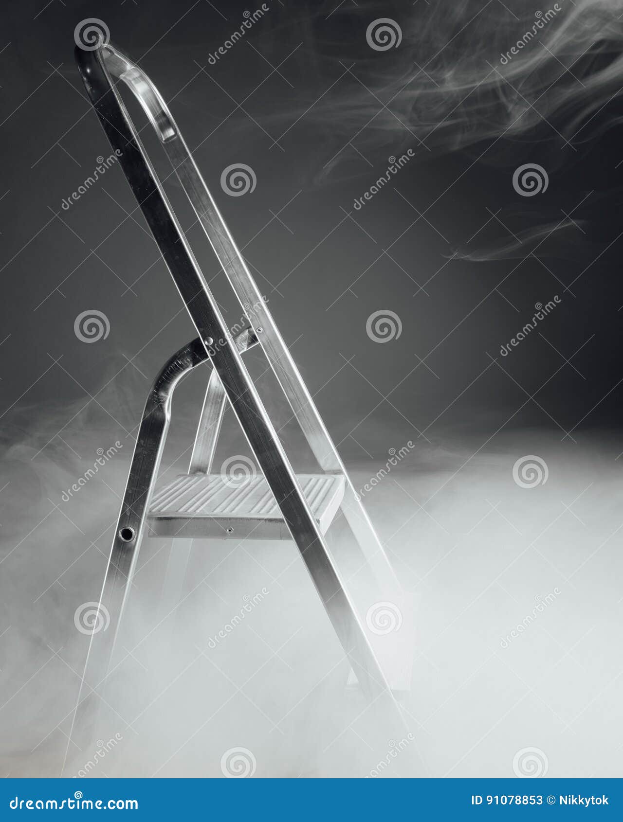 Folding ladder in smoke stock image. Image of concept - 91078853