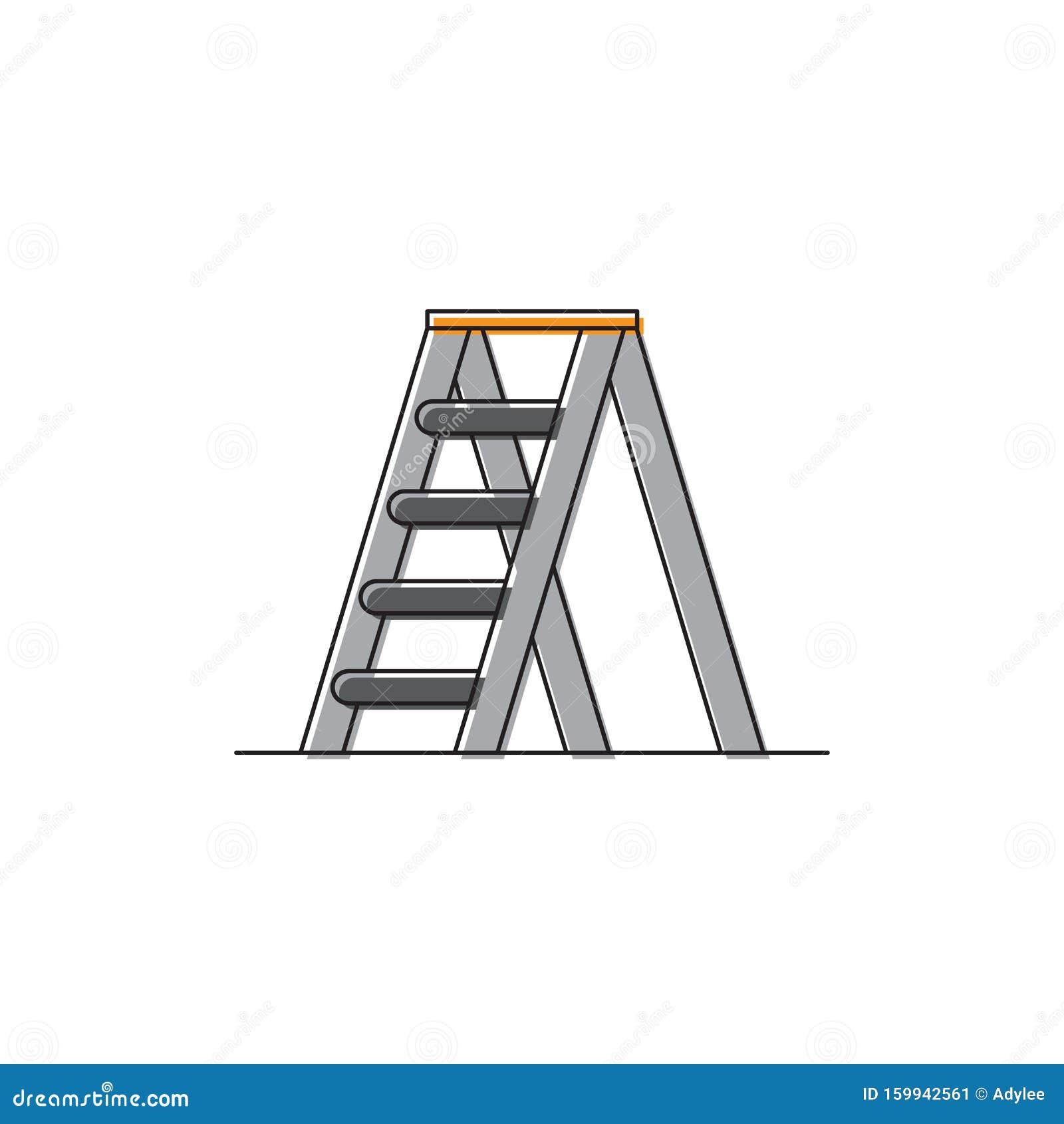 Folding Ladder Vector Icon Symbol Isolated on White Background Stock ...