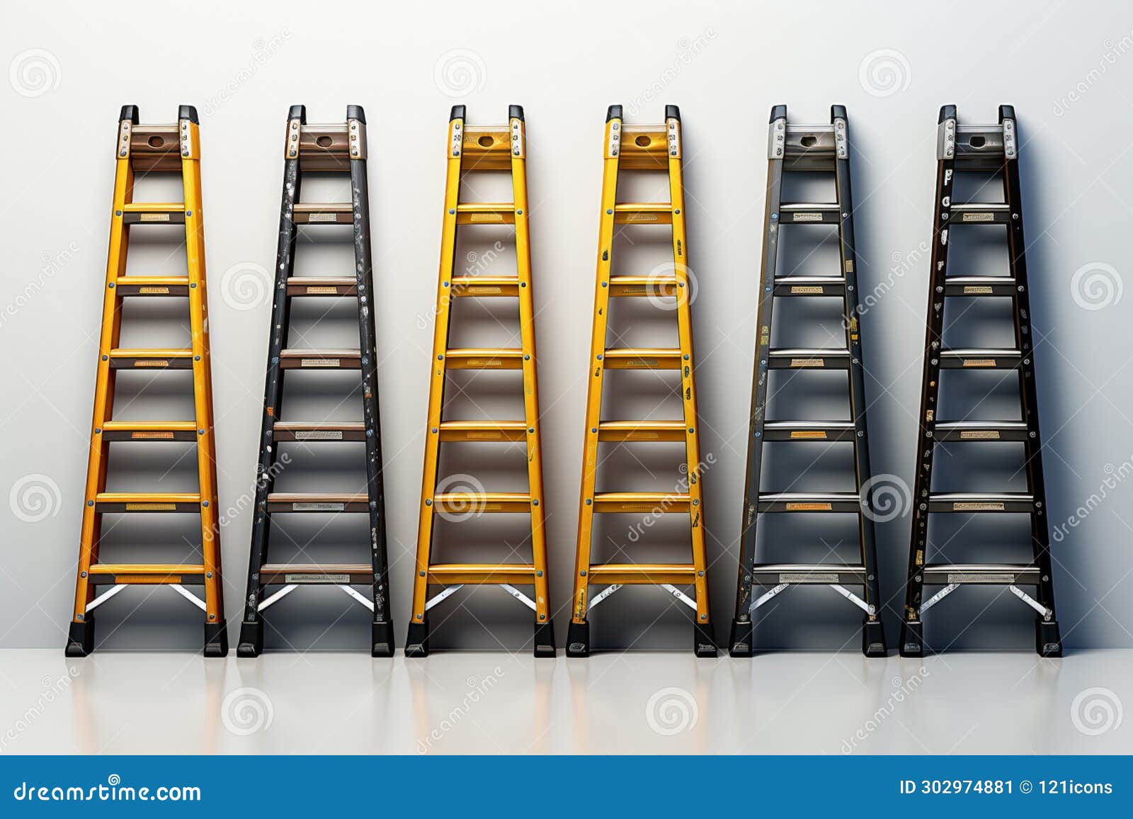 Folding Ladders On White Background Royalty-Free Stock Photo ...