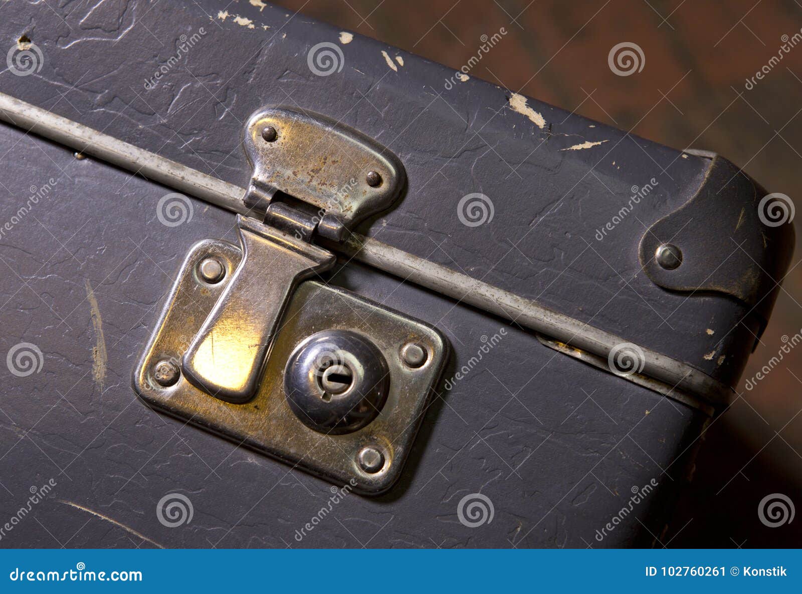 Folding Latch on the Lock of an Old Shabby Suitcase Stock Image - Image ...
