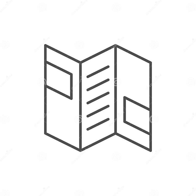 Folding Leaflet Line Outline Icon Stock Vector - Illustration of layout ...