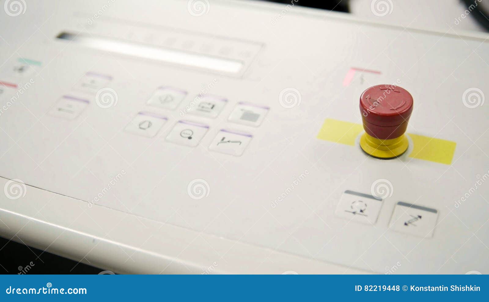 Folding Machine on Printing Polygraph Industry - Red Button and ...