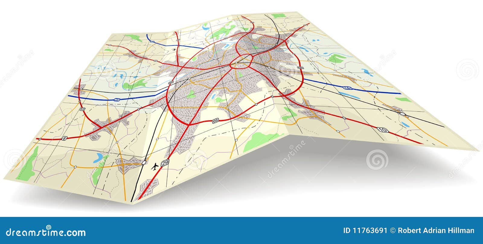 Folding Street Map Vector Illustration | CartoonDealer.com #15764810