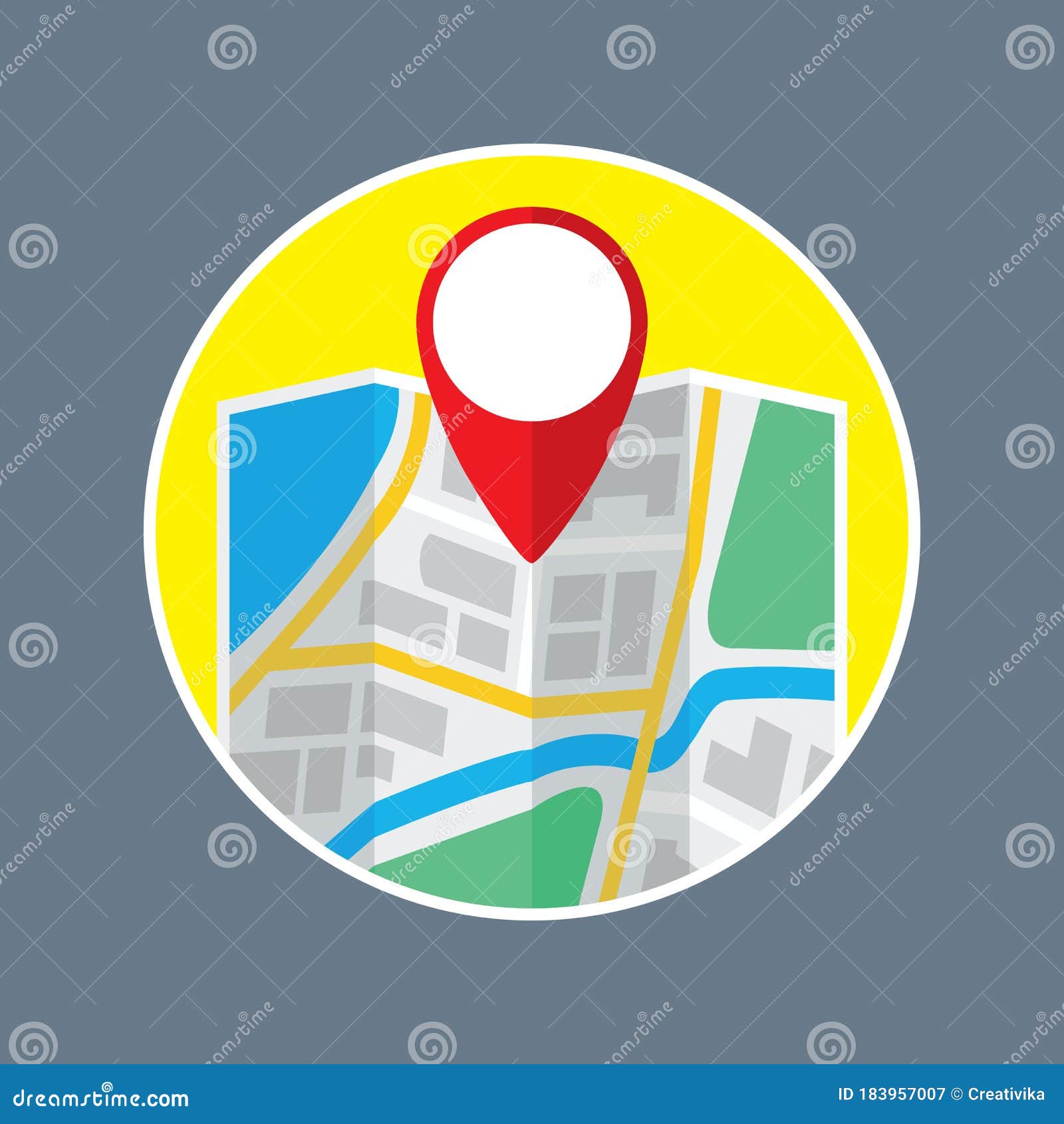Folding Map with GPS Symbol Flat Icon Stock Vector - Illustration of ...