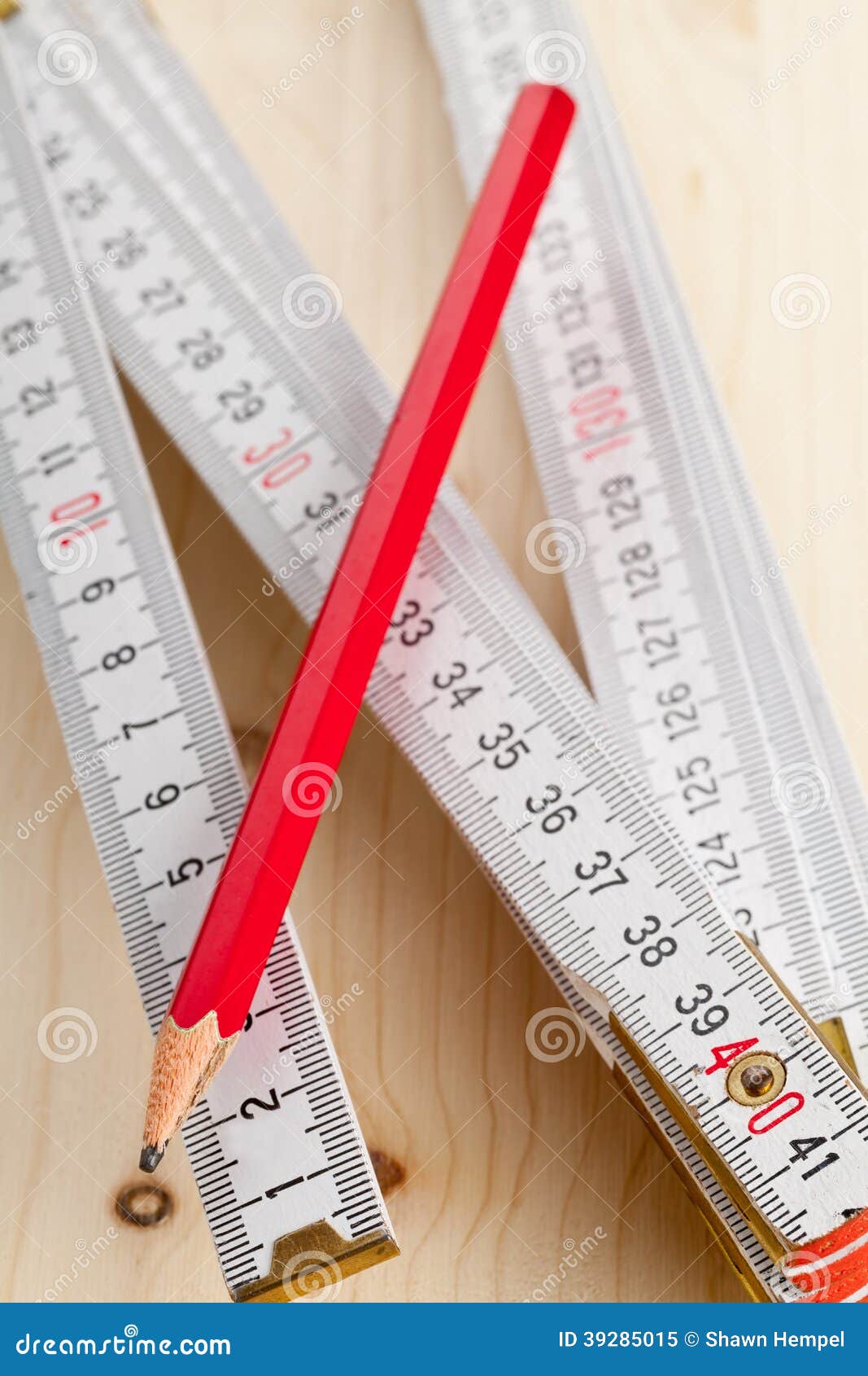 Folding rule with pencil stock image. Image of floor - 39285015