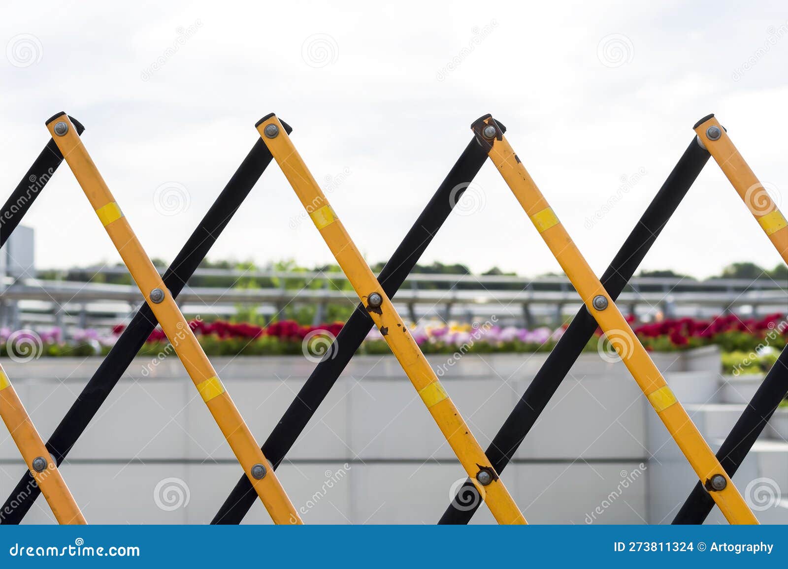 Folding security fence stock photo. Image of pattern - 273811324