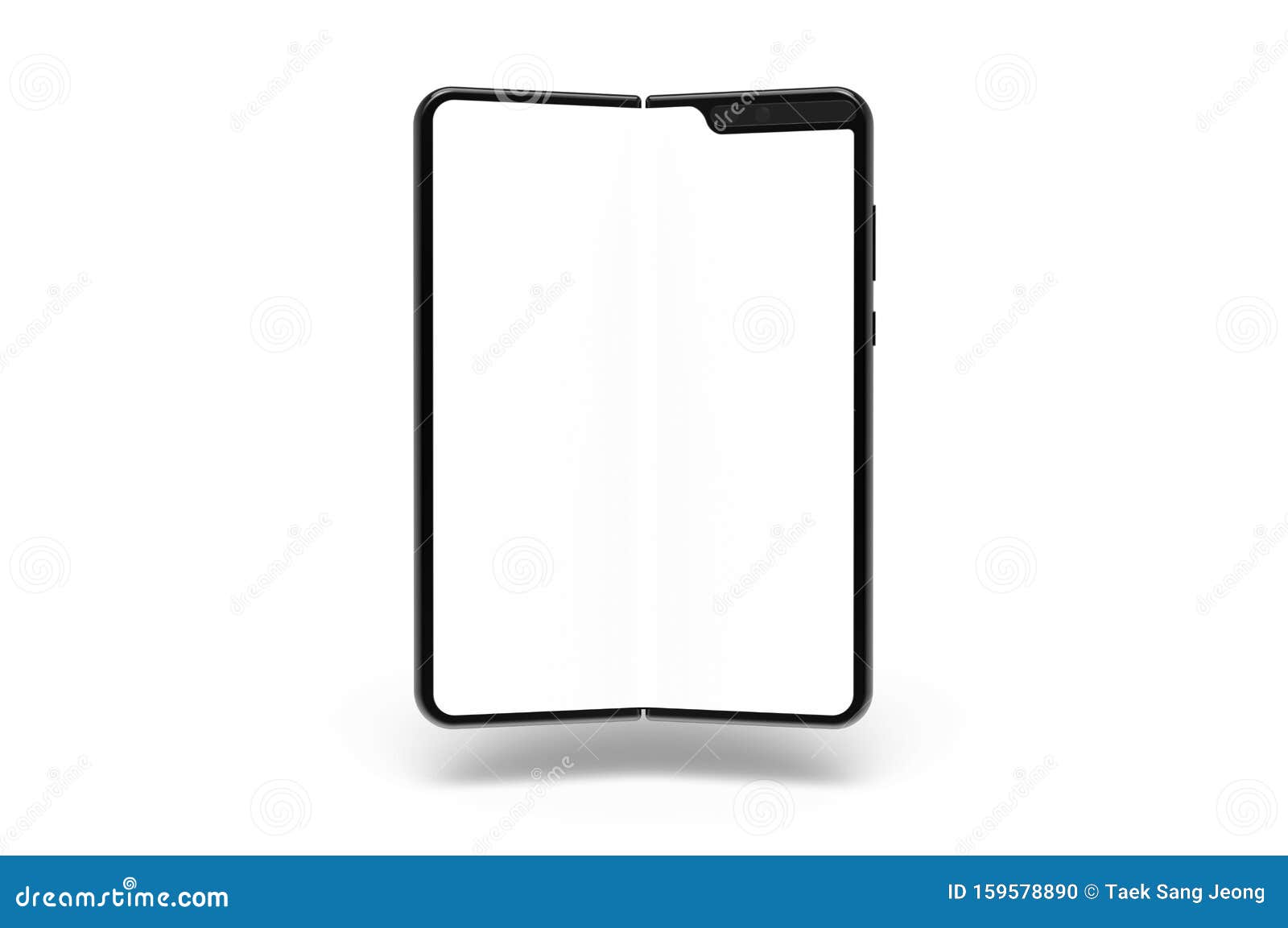 Folding Smart Phone Empty Screen Front View on the White Background ...