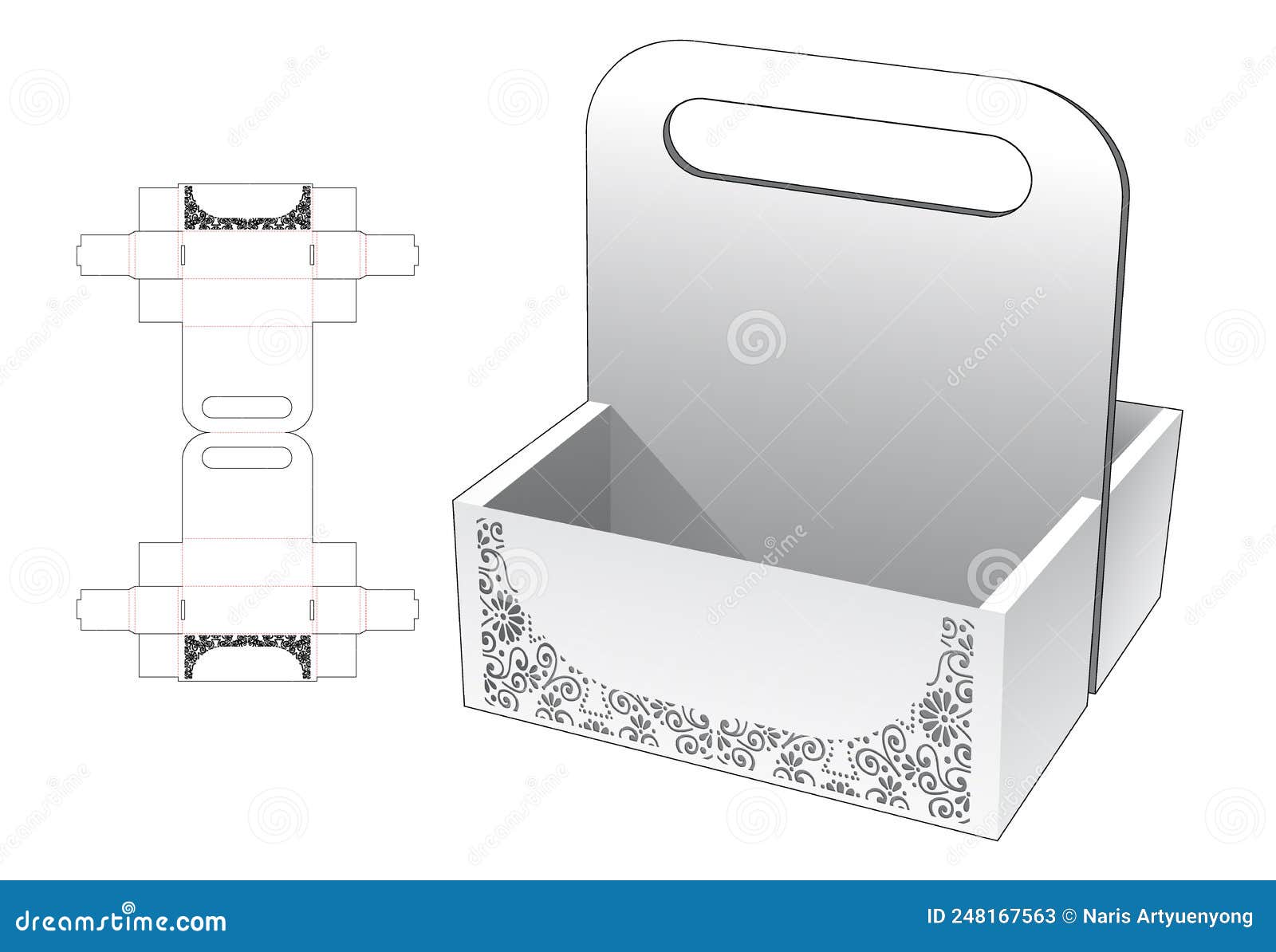 Folding Box With Stenciled Wave Die Cut Template Cartoon Vector ...