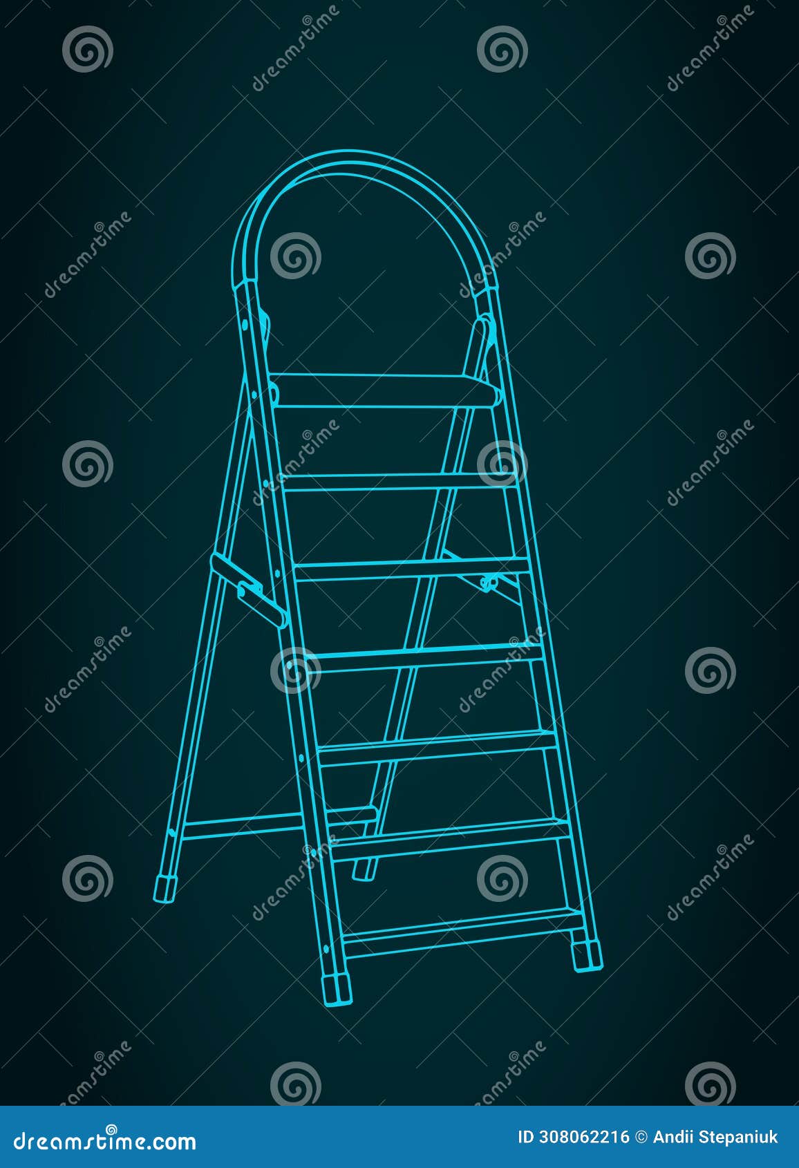 Folding Step Ladder Blueprint Stock Vector - Illustration of household ...