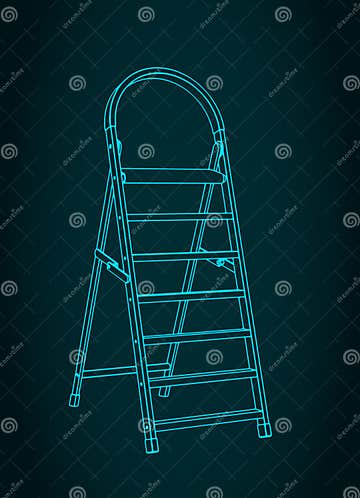 Folding Step Ladder Blueprint Stock Vector - Illustration of household ...