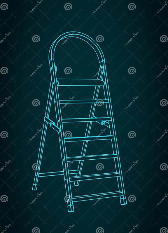 Folding Step Ladder Blueprint Stock Vector - Illustration of household ...