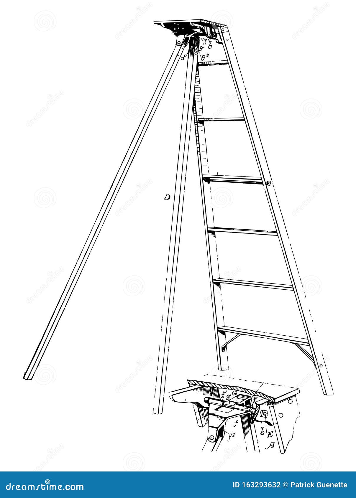 Folding Step Ladder, Vintage Illustration Stock Vector - Illustration ...