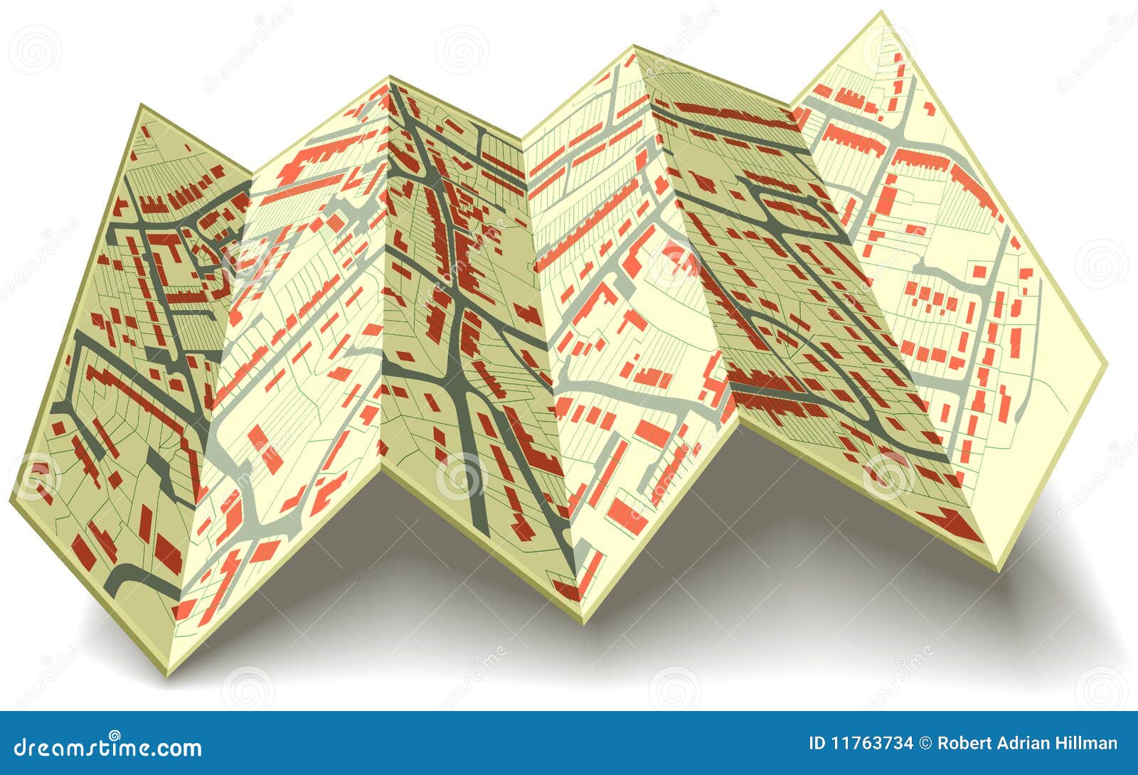 Folding street map stock vector. Illustration of colorful - 11763734