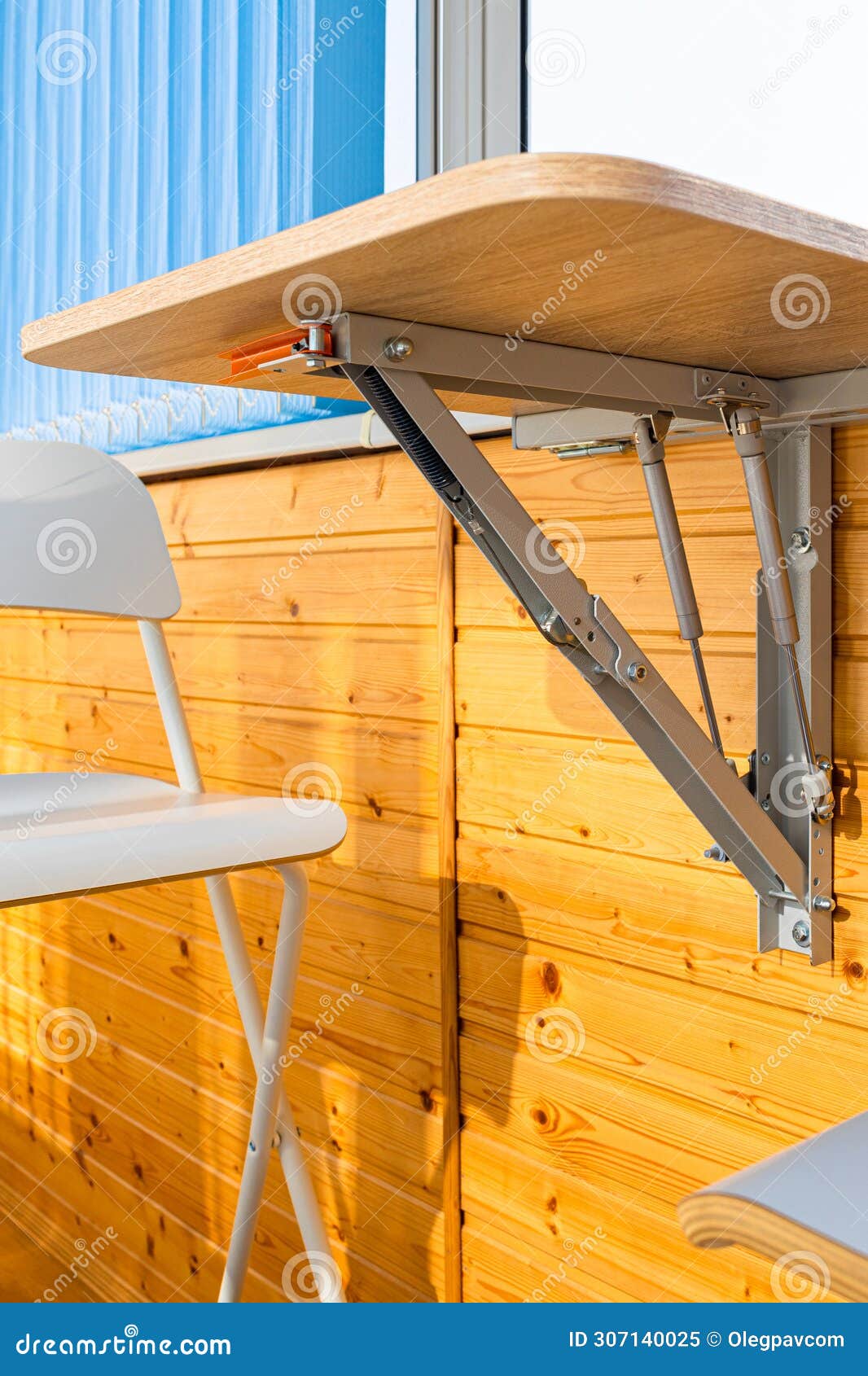 Folding Table Attached To the Wall of the Balcony Stock Image - Image ...