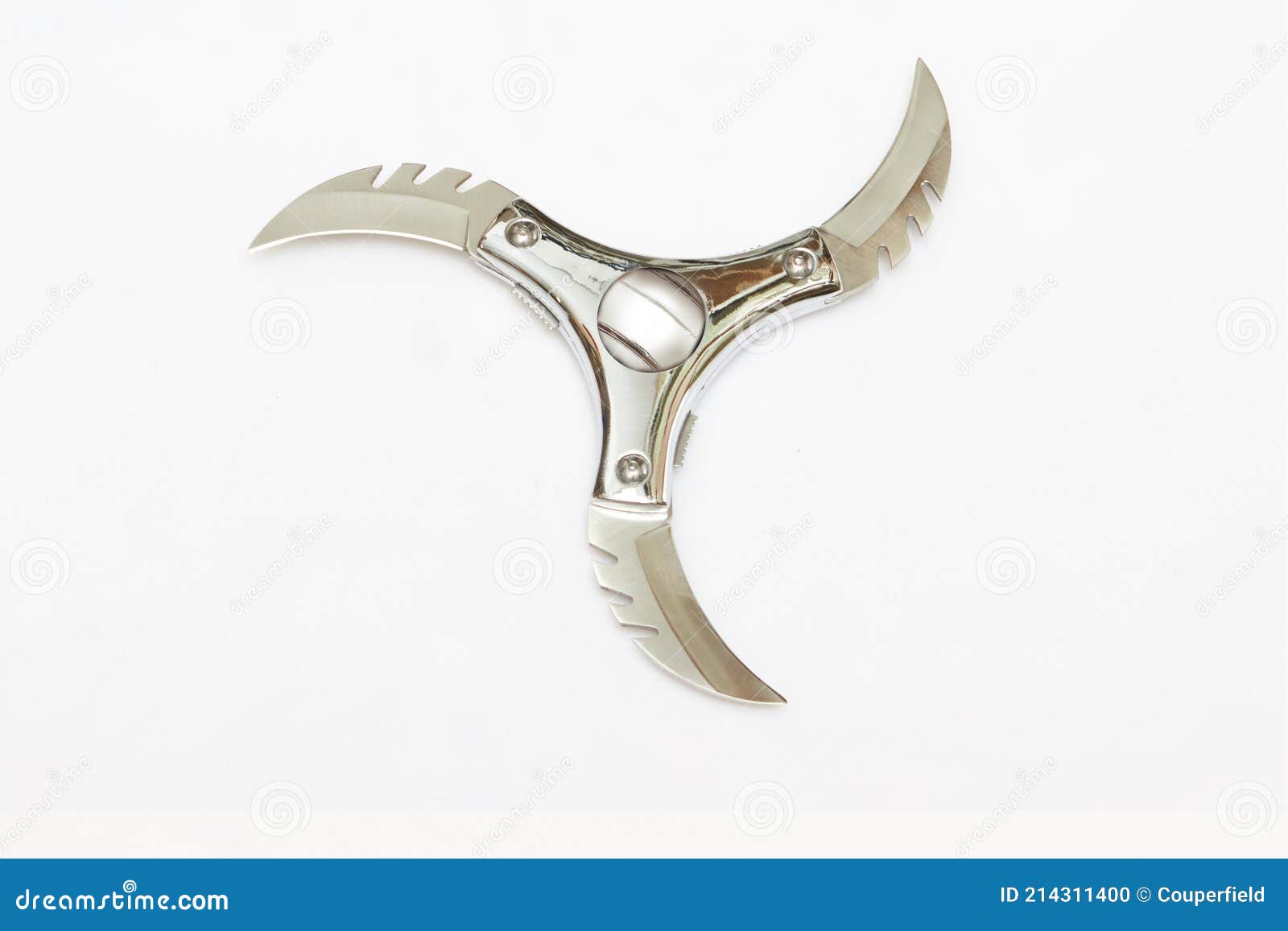Folding Three Blade Throwing Knife Isolated on White Background Opened ...