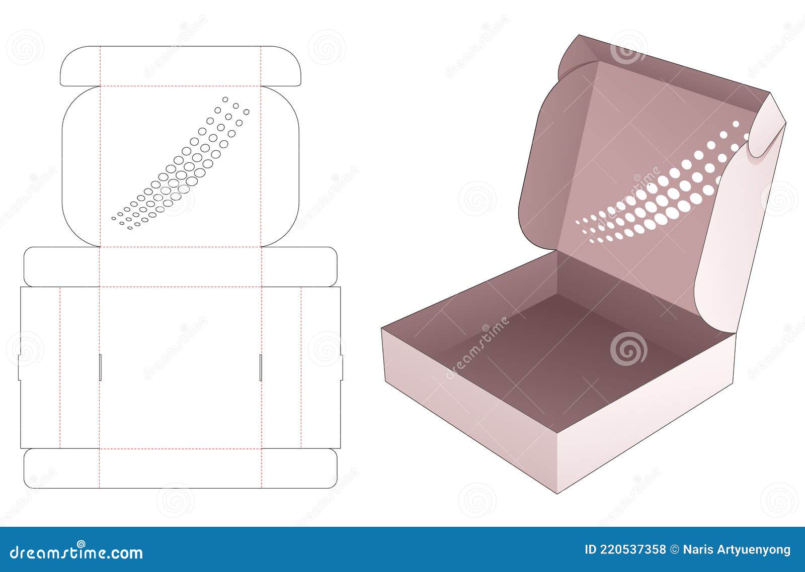 Folding Tin Box with Stenciled Halftone Dots Die Cut Template Stock ...