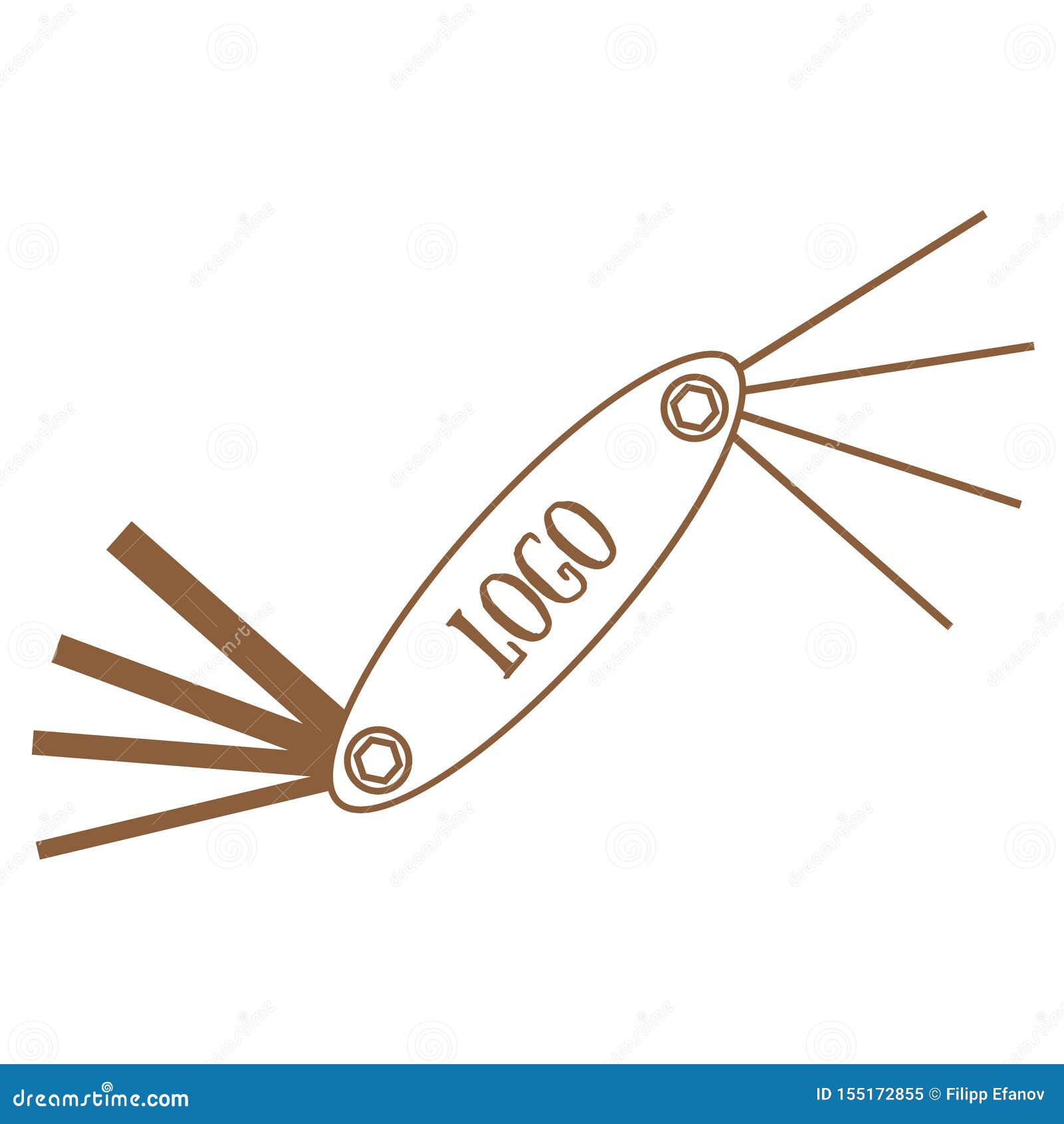 Folding Tool Kit, Hex Keys. Outline Drawing Stock Illustration ...