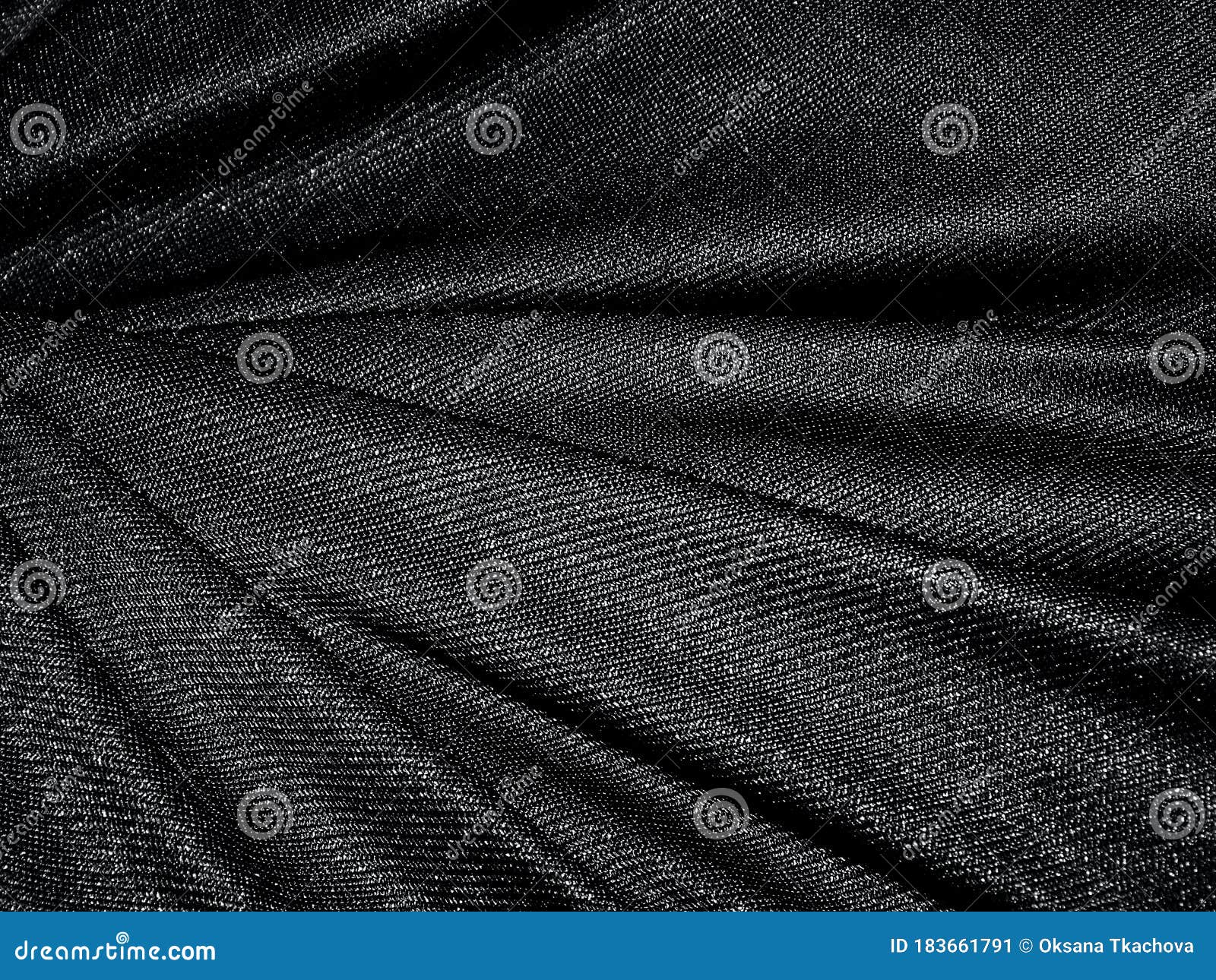 Folds of Black Shine Fabric Texture Background Stock Image - Image of ...