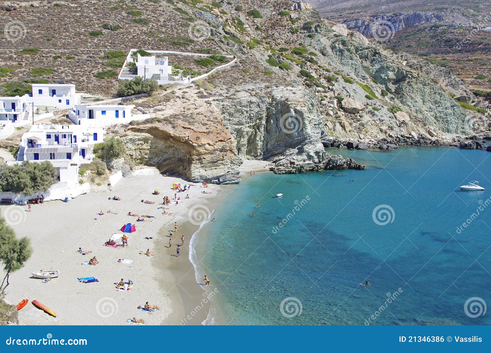 Agali Beach, Folegandros Island, Cyclades, Greece During Summer Stock ...