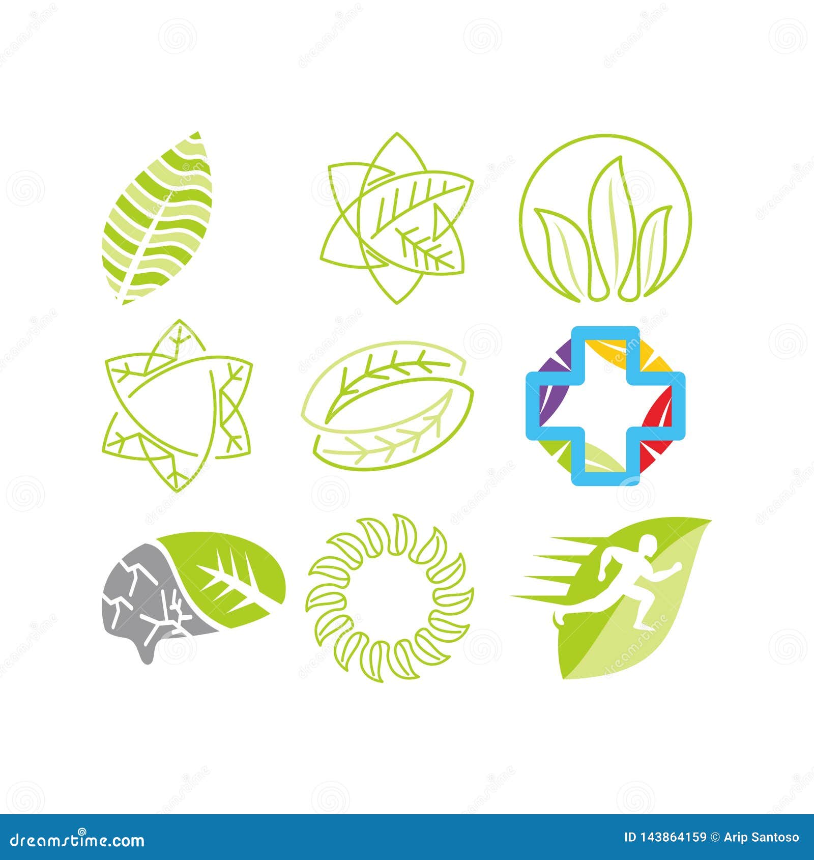 Folha Logo Design Vetora Template Set Ilustração do Vetor - Ilustração ...