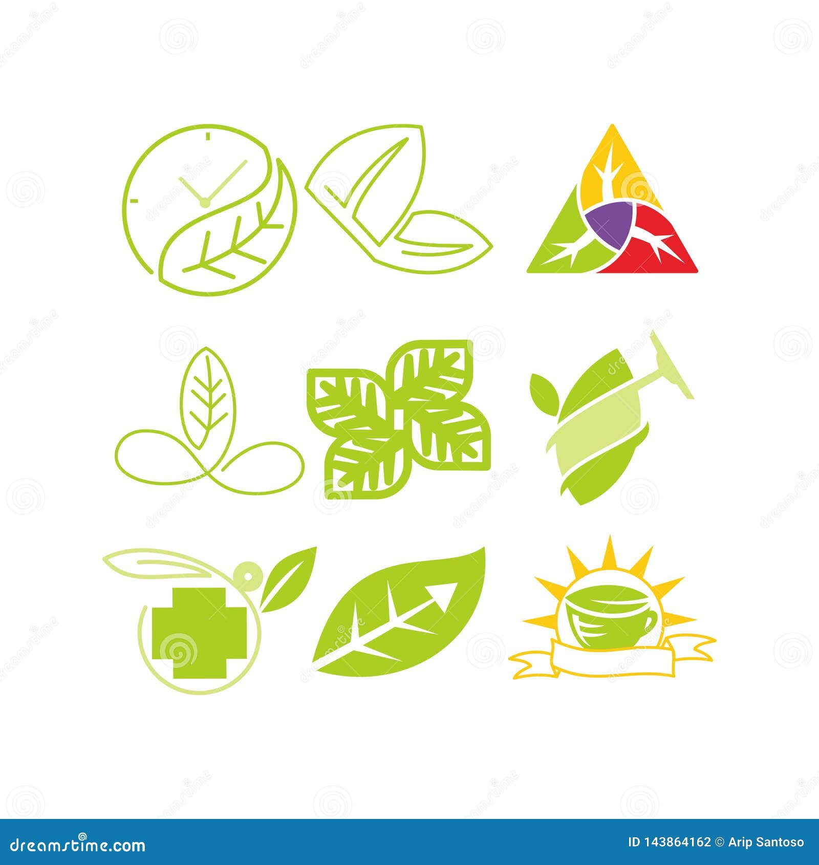 Folha Logo Design Vetora Template Set Ilustração do Vetor - Ilustração ...