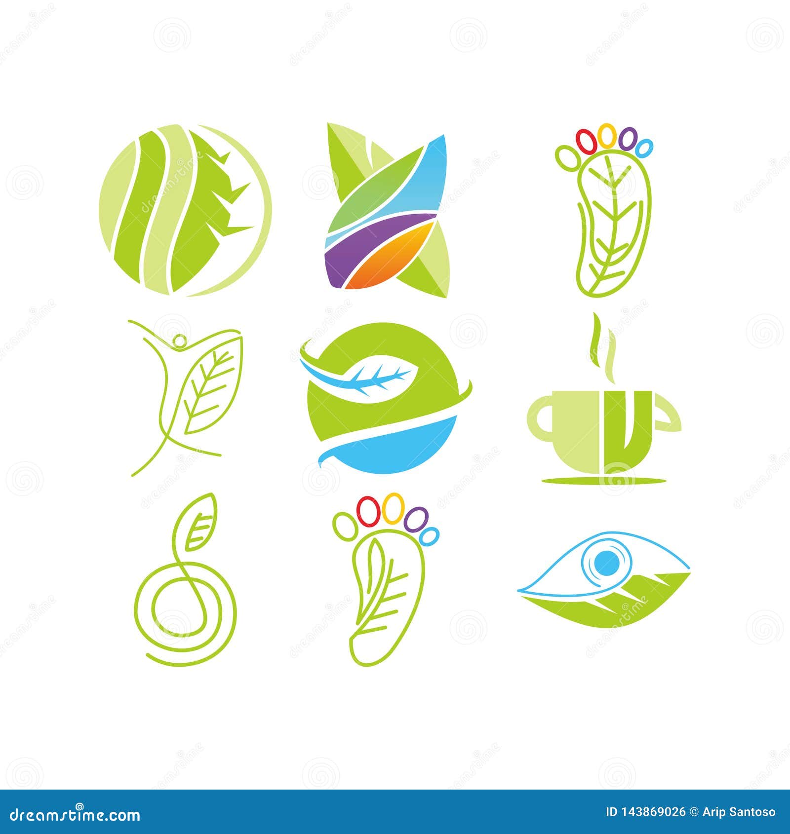 Folha Logo Design Vetora Template Set Ilustração do Vetor - Ilustração ...