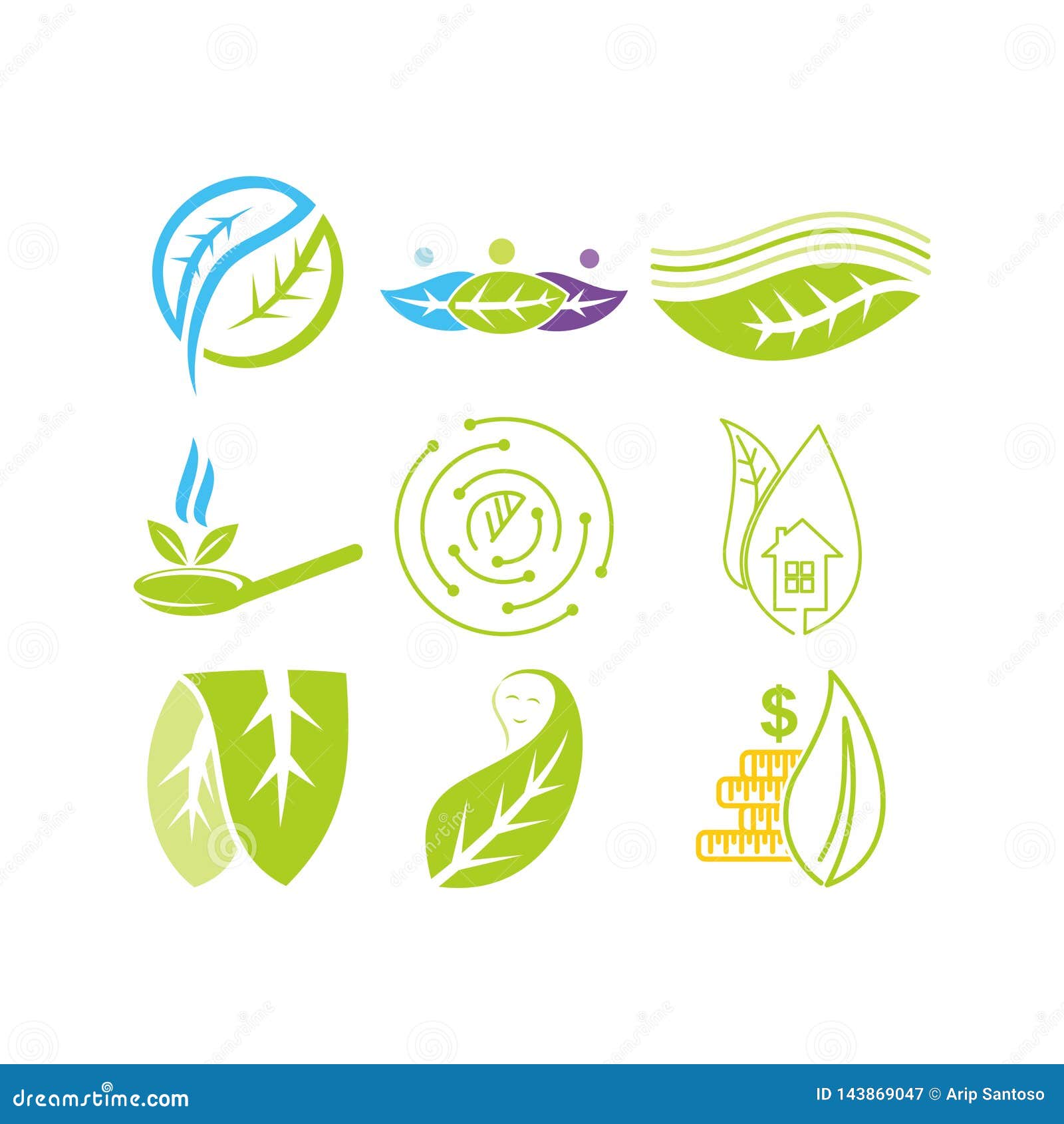 Folha Logo Design Vetora Template Set Ilustração do Vetor - Ilustração ...