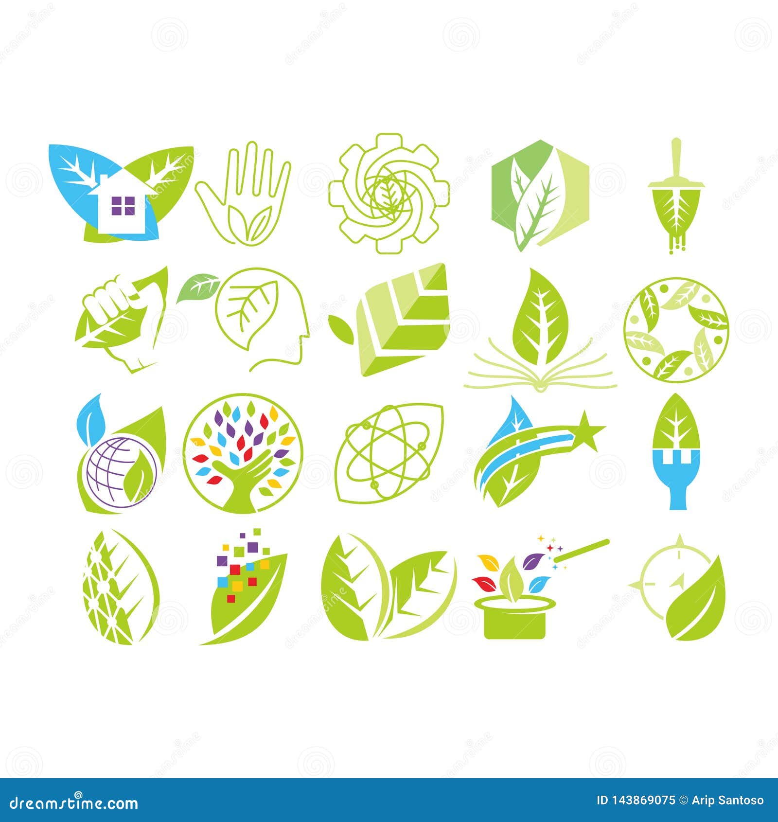 Folha Logo Design Vetora Template Set Ilustração do Vetor - Ilustração ...